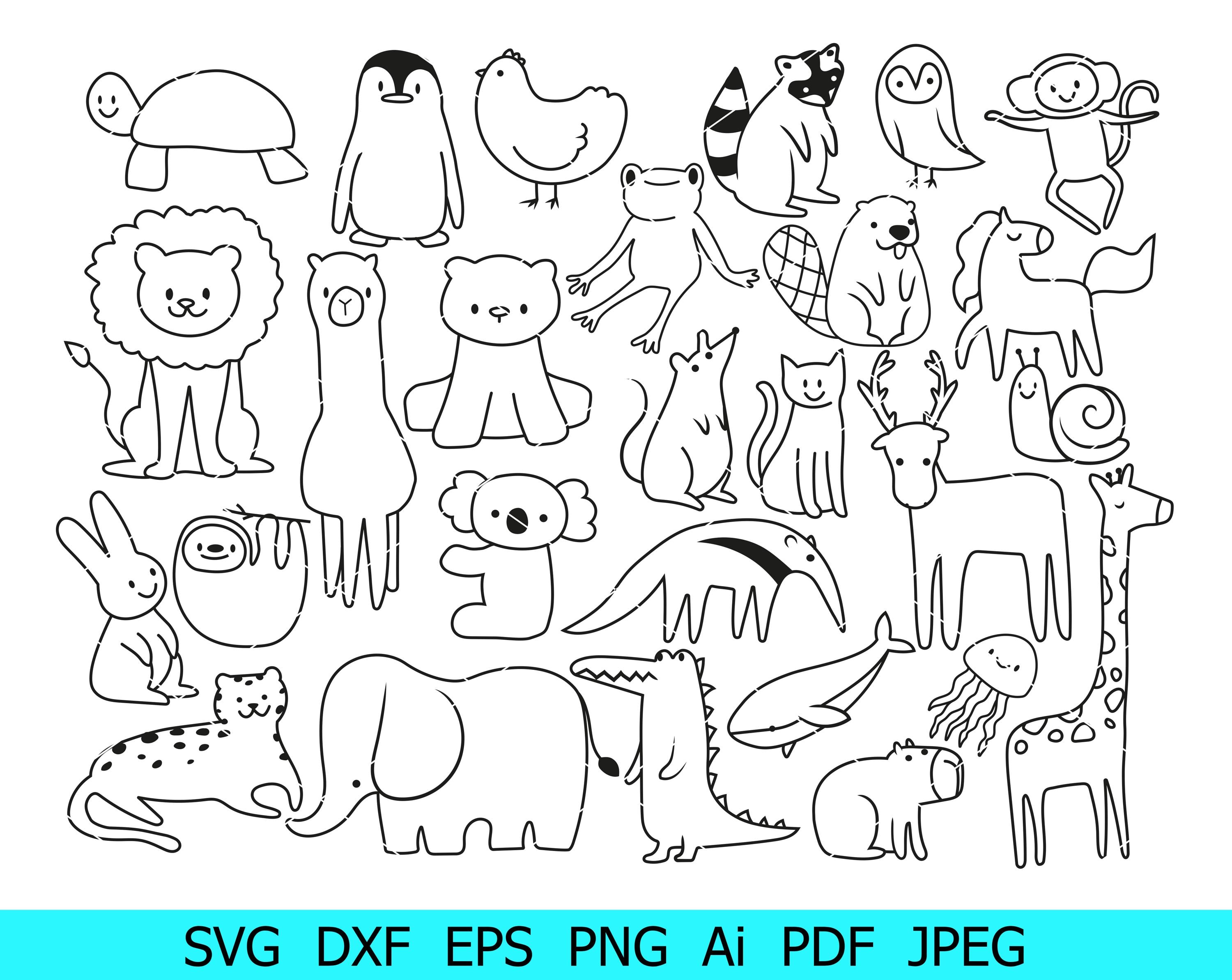 Cartoon Animals Svg, Animals Svg, Cartoon Png, Cute Animal Svg, Safari ...