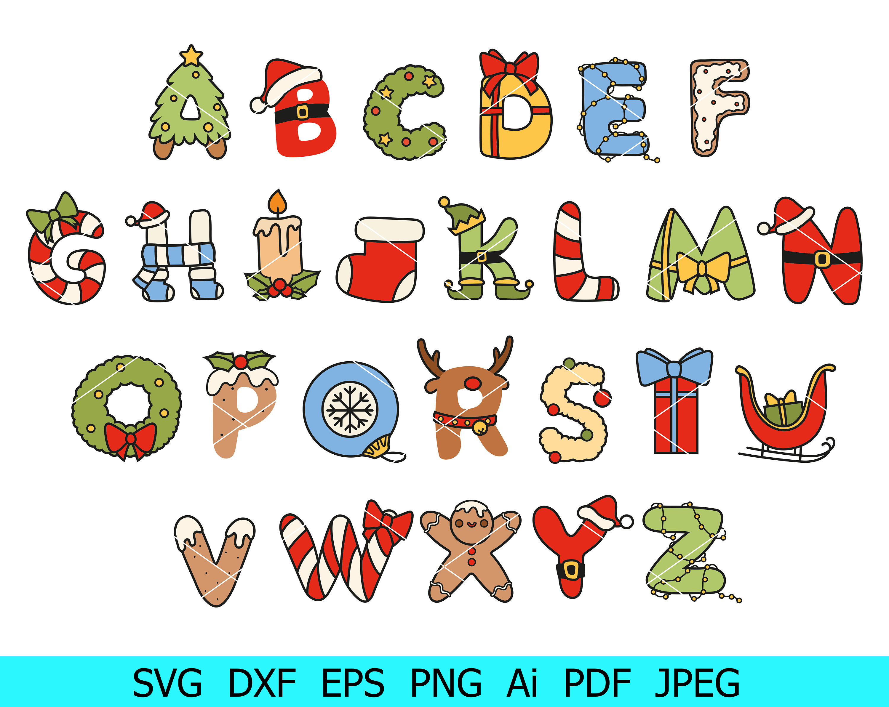 Christmas Alphabet Svg, Merry Christmas Png, Christmas Alphabet Clip ...