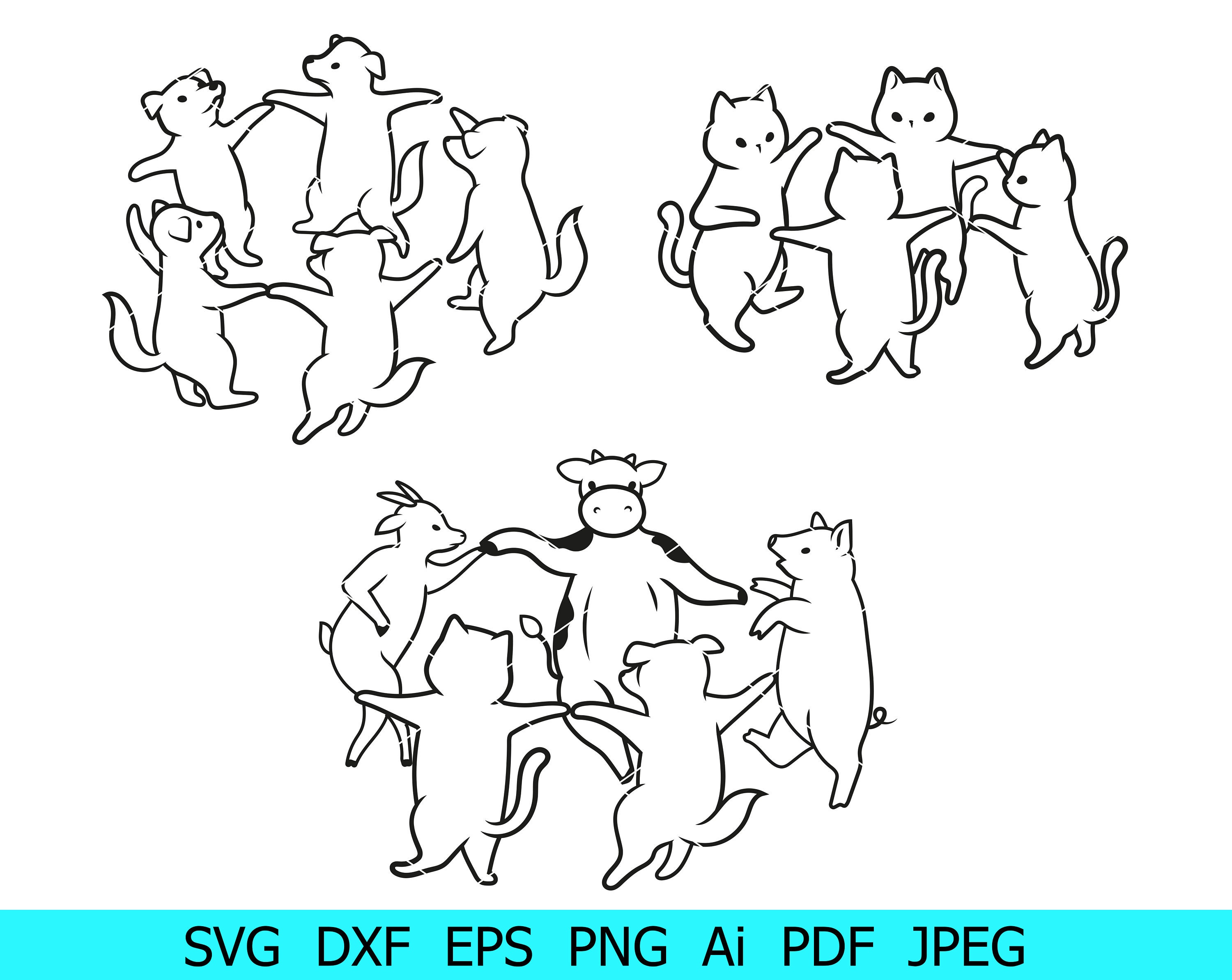 Dancing Animals Svg, Pets Svg, Farm Animals Png, Dancing Animals Svg ...
