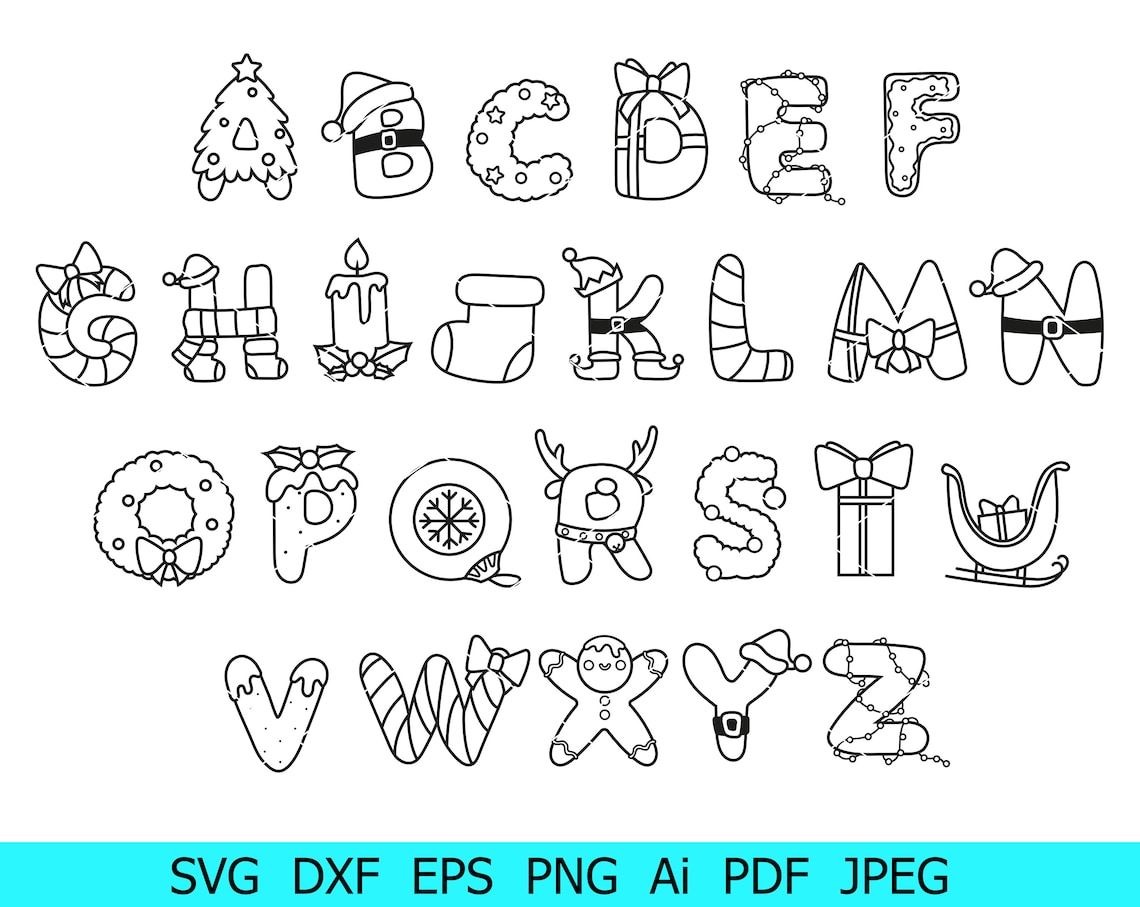 Christmas Alphabet Svg, Merry Christmas Png, Christmas Alphabet Clip ...