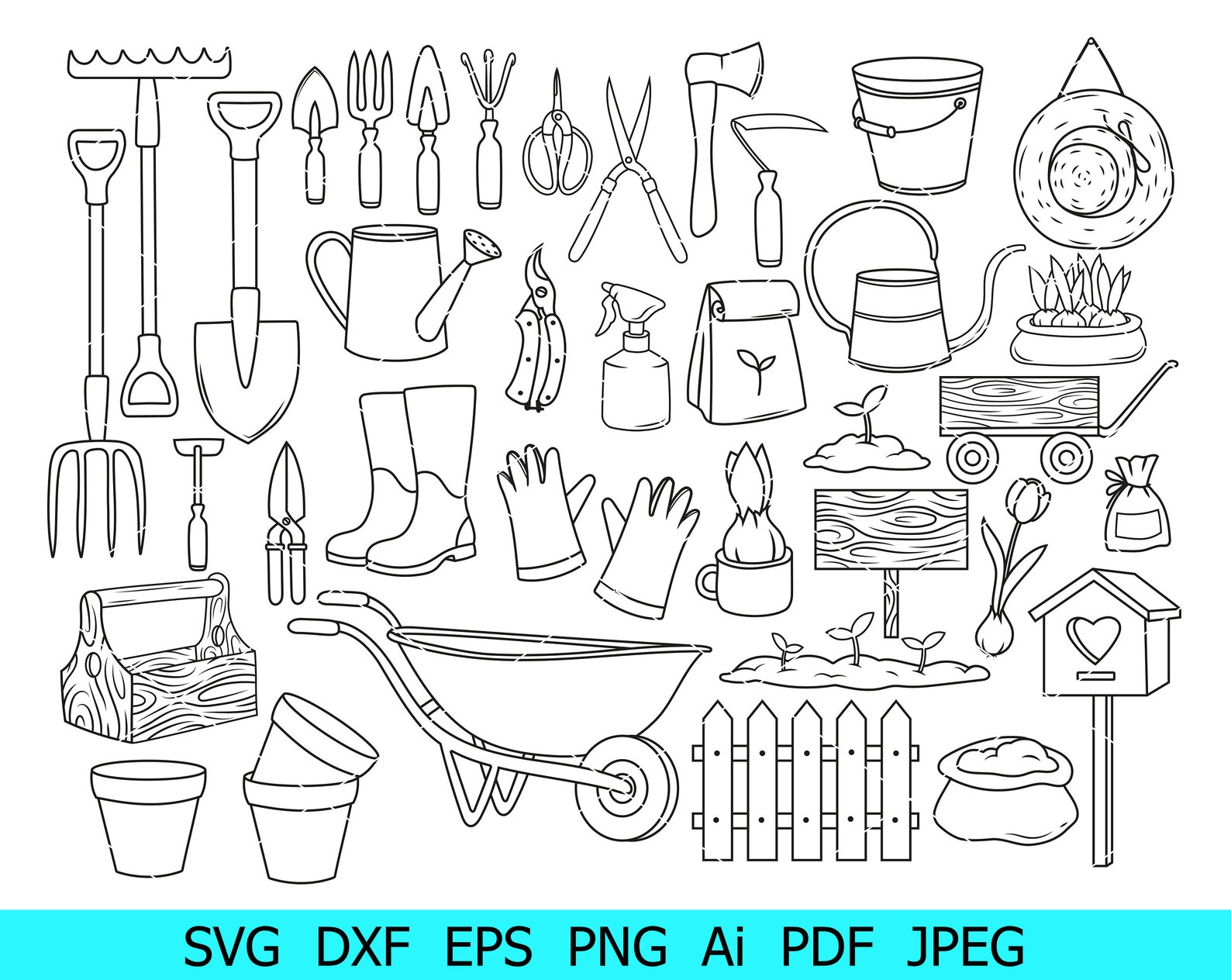 Gardening Tools Svg, Gardening Sublimation Bundle, Gardening Clipart ...