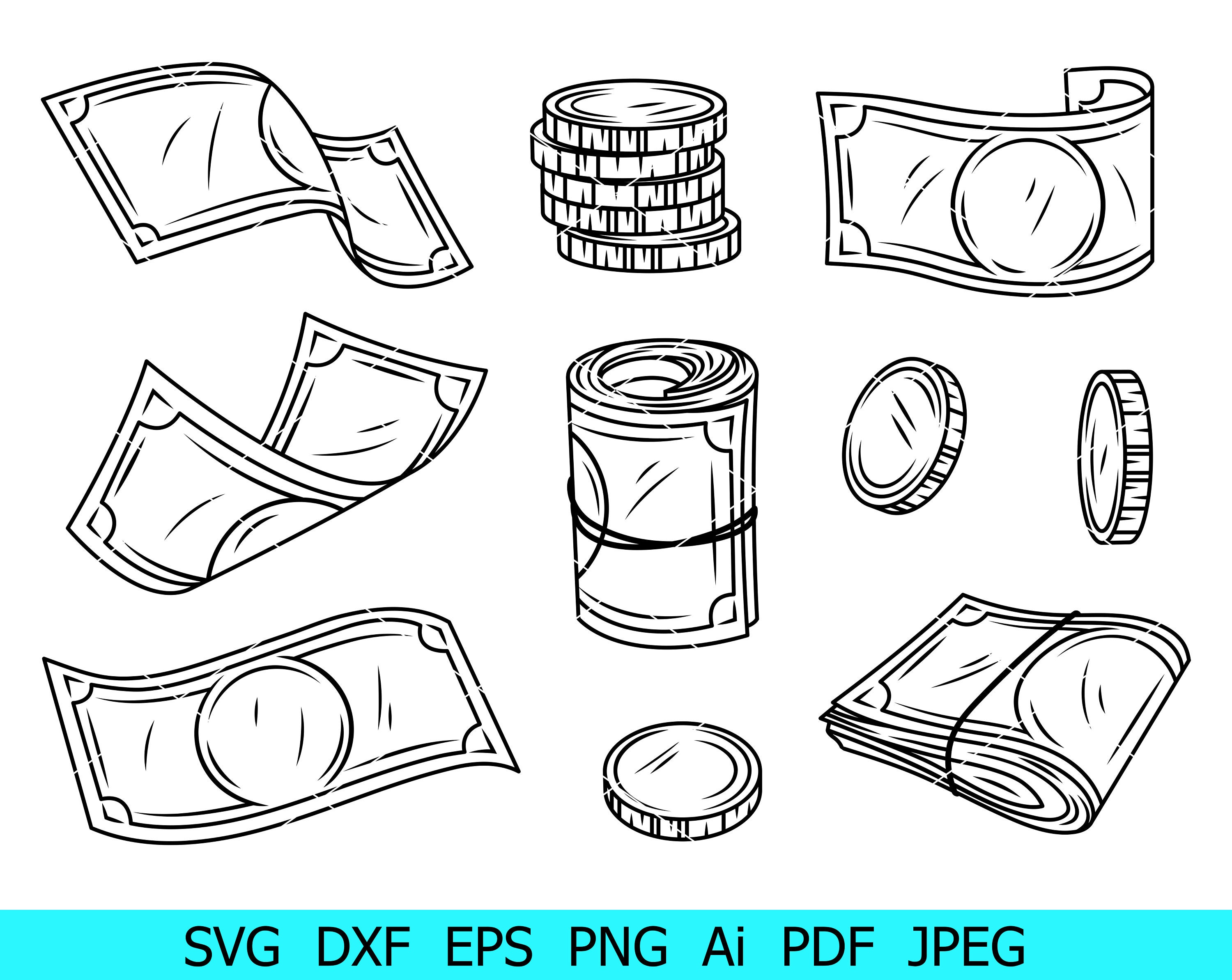 Money Svg, Roll of Money Png, Money Cash Png,money Digital Paper,cash ...