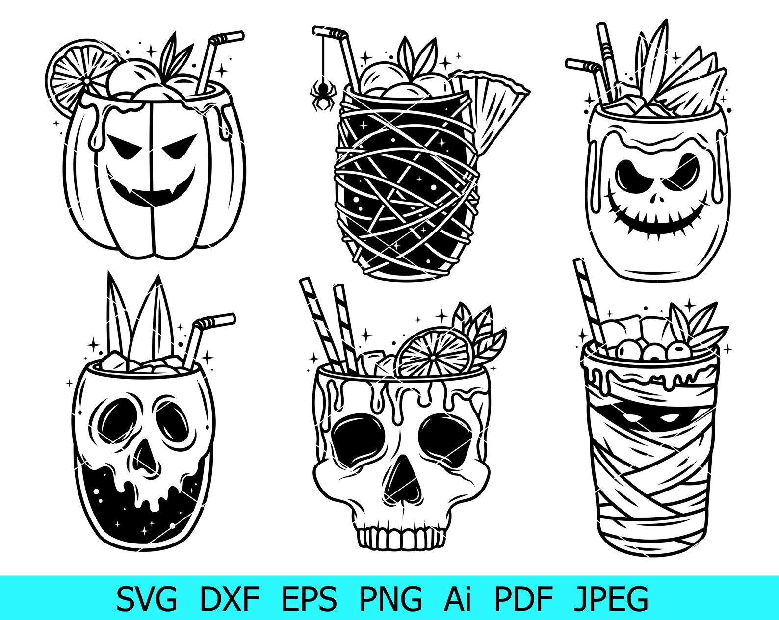 Cocktail SVG Bundle, Drink Svg, Halloween Cocktails, Halloween Party ...