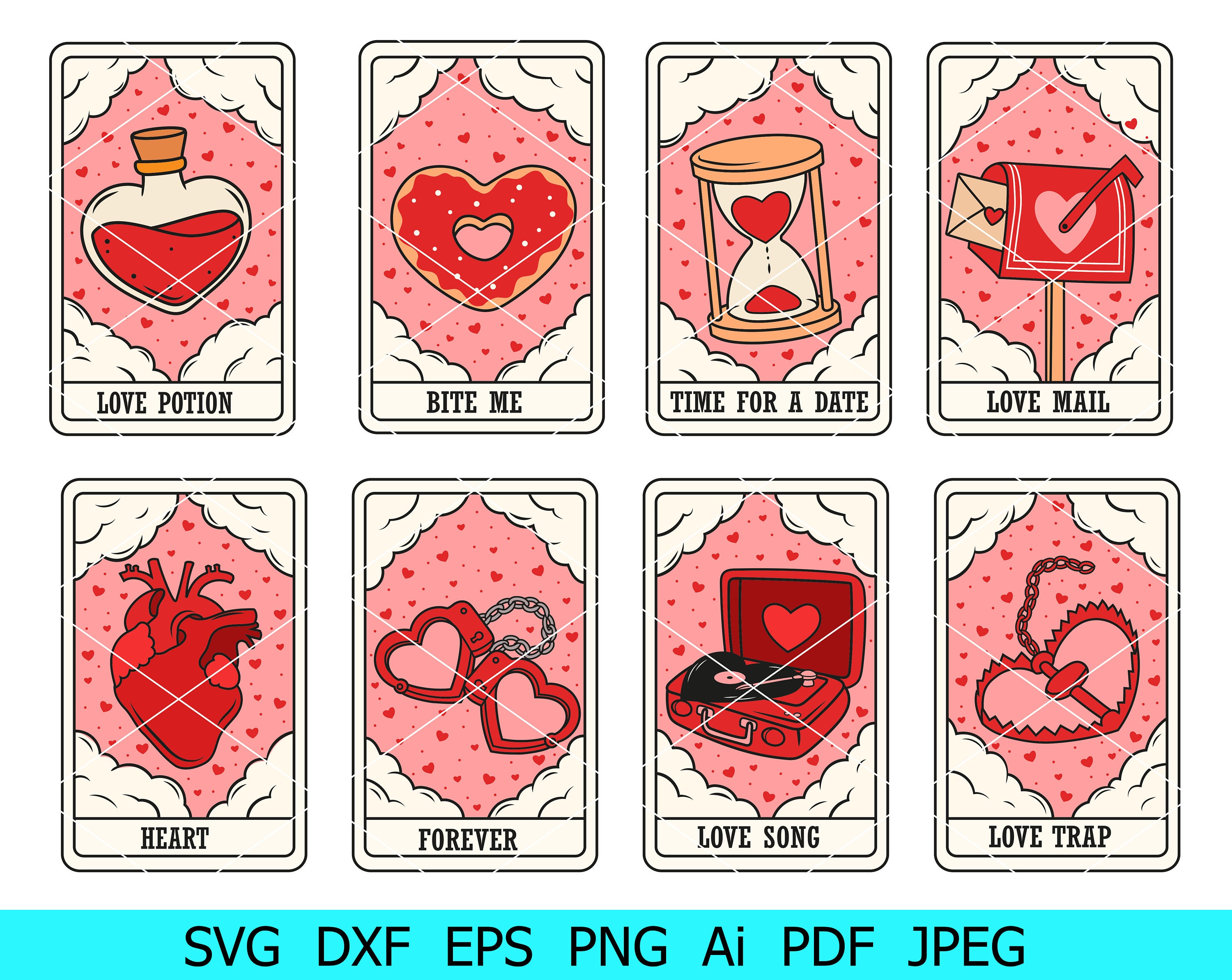 Colored Tarot Svg, Love Tarot Svg, Holiday Cards Clip Art, Valentine's ...