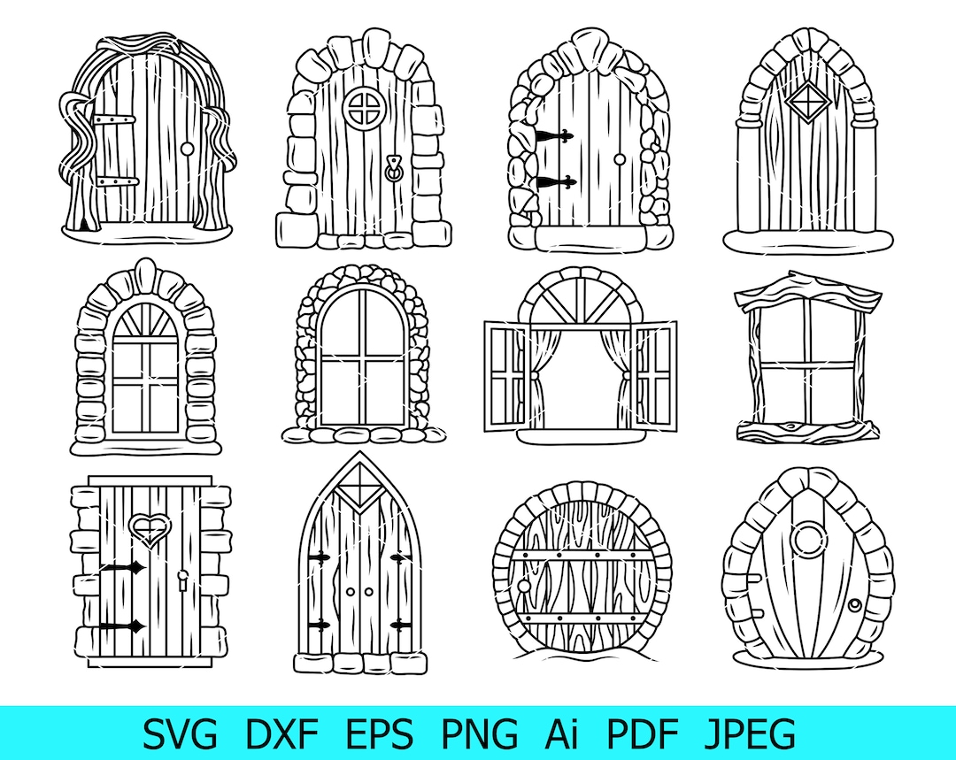 Doors Svg, Window Svg, Fairy Doors Svg, Wooden Doors Bundle, Fairy ...