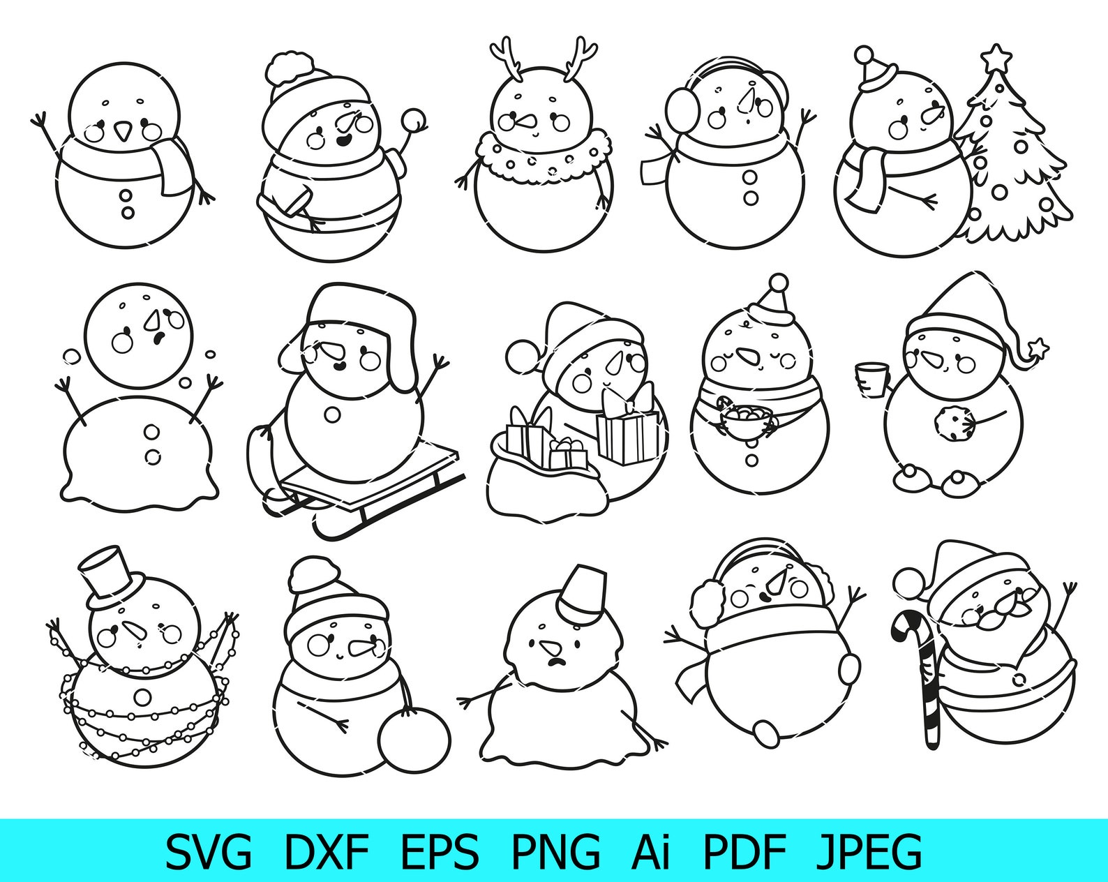 Snowman Svg, Snowman Svg Bundle, Snowman Clipart, Winter Png, Christmas ...