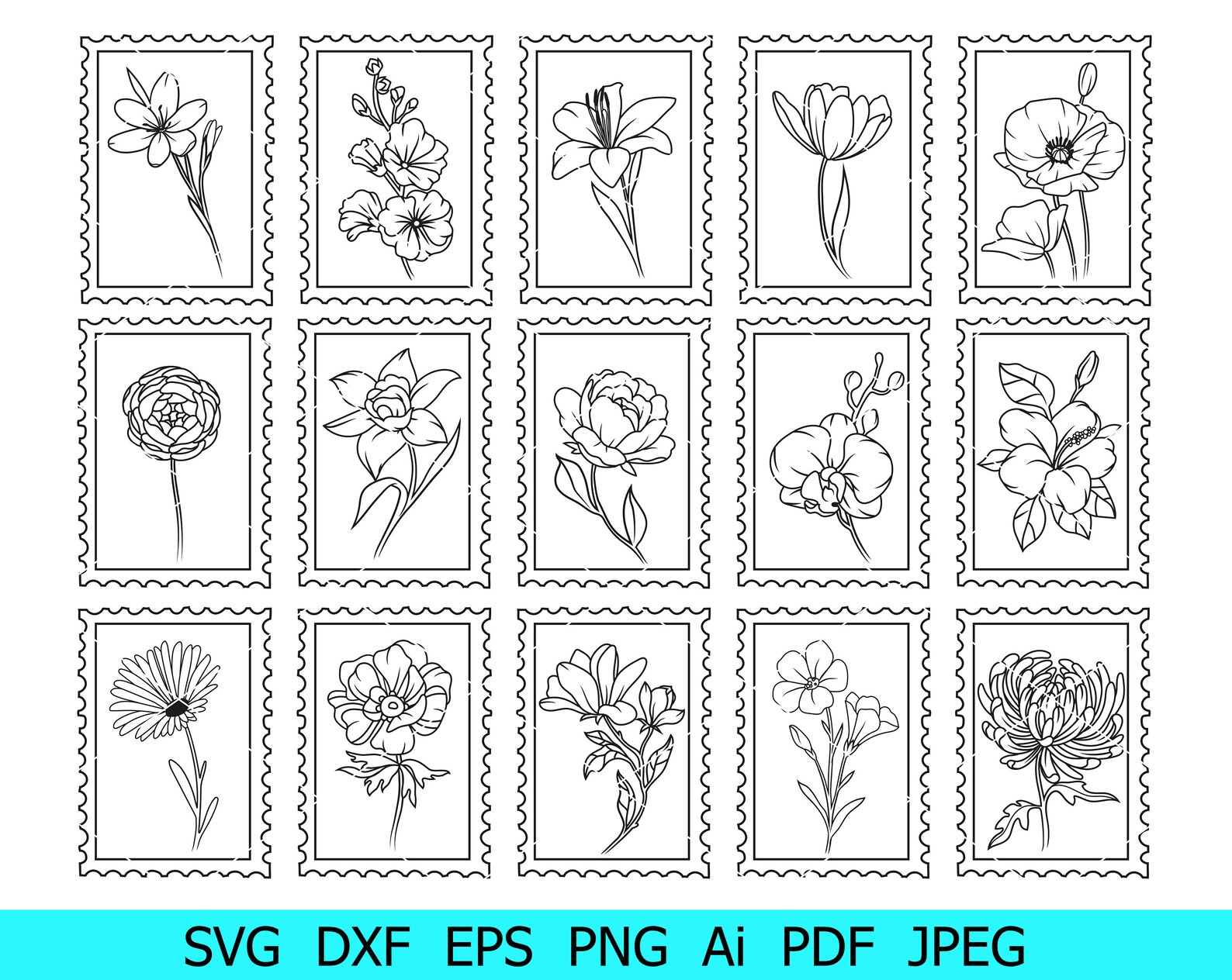 Post Stamp Svg, Mark Svg, Post Stamp With Flowers Png, Flowers Clip Art ...