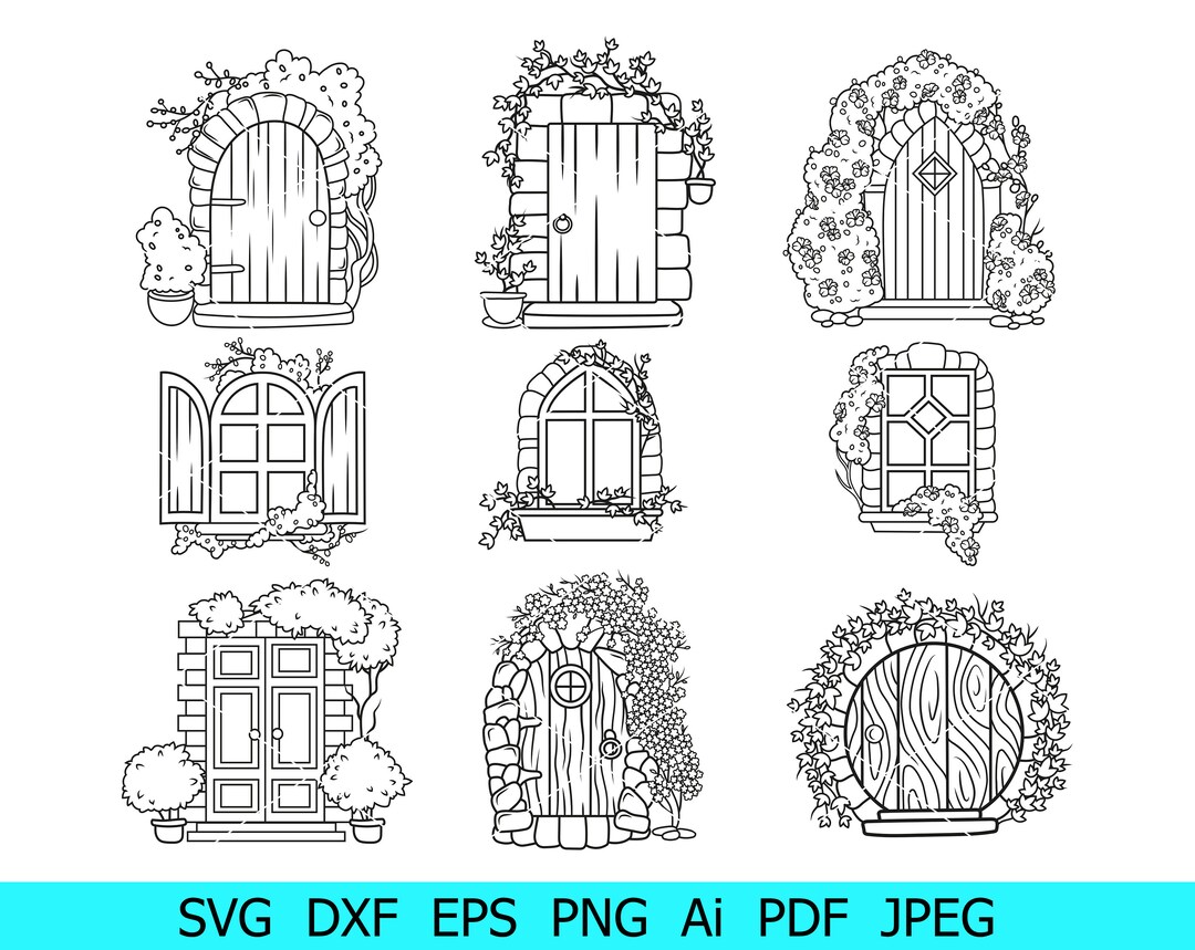 Doors Svg, Window Svg, Fairy Doors Svg, Wooden Doors Bundle, Fairy ...