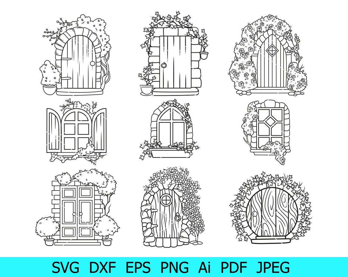 Doors Svg, Window Svg, Fairy Doors Svg, Wooden Doors Bundle, Fairy ...