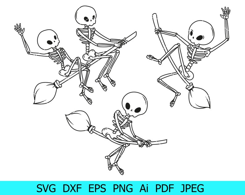 Skeleton Svg, Flying Skeleton Silhouette, Halloween Skeleton Svg ...