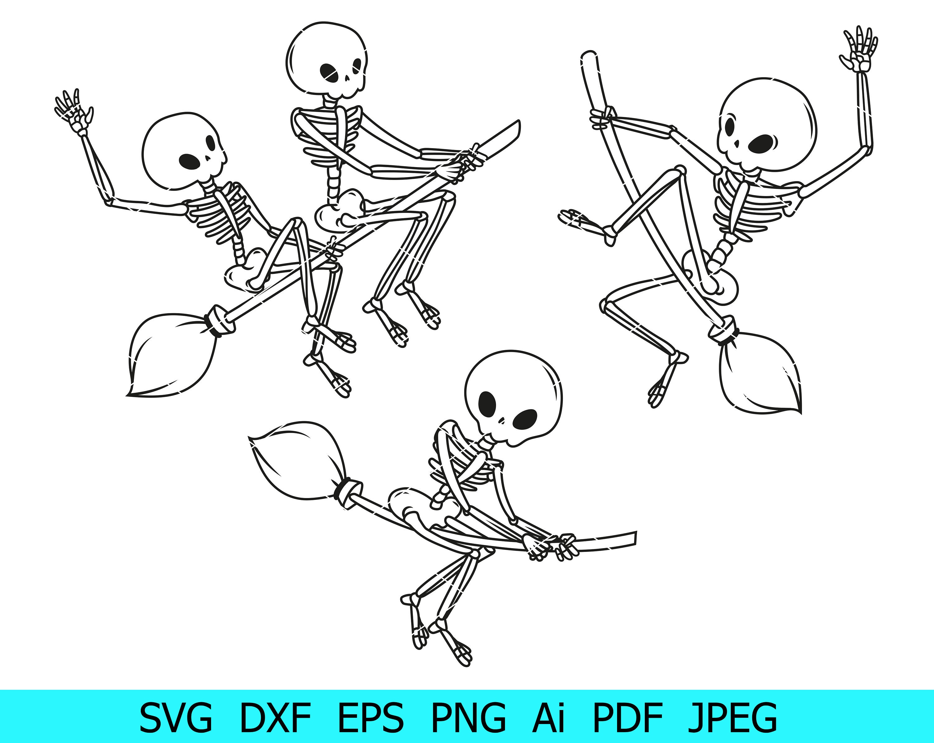 Skeleton Svg, Flying Skeleton Silhouette, Halloween Skeleton Svg ...