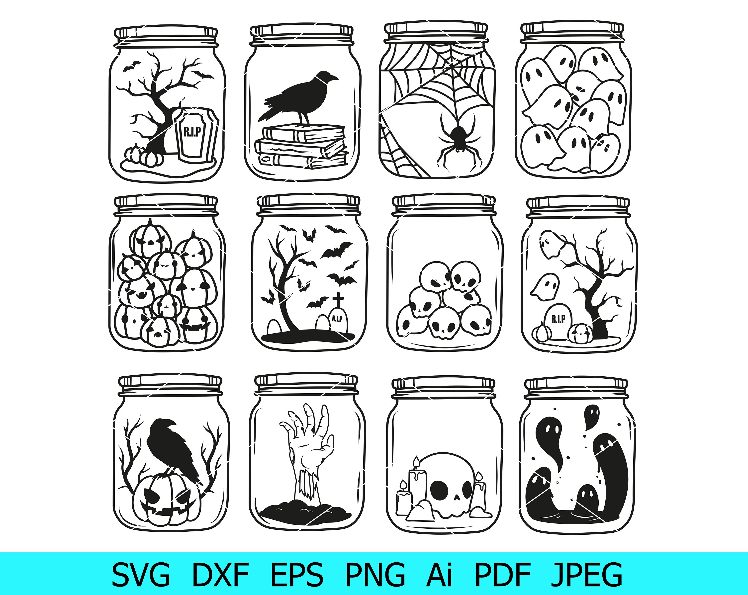 Halloween Jar Svg, Pumpkin Jar Svg, Halloween Svg File,halloween Jar ...