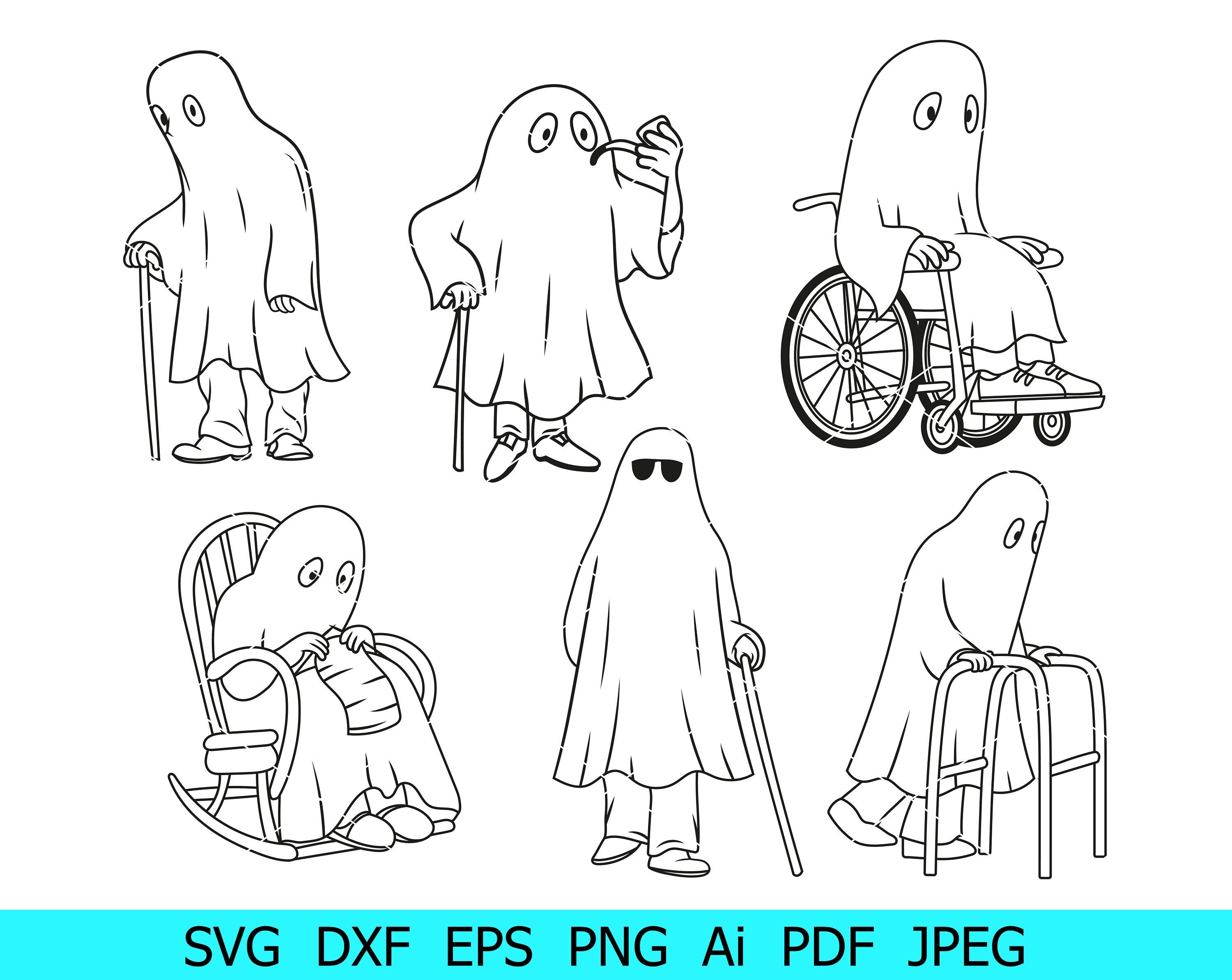 Ghost Disabled Svg, Ghost Bubdle,blind Ghosts/ghost in A Wheelchair ...