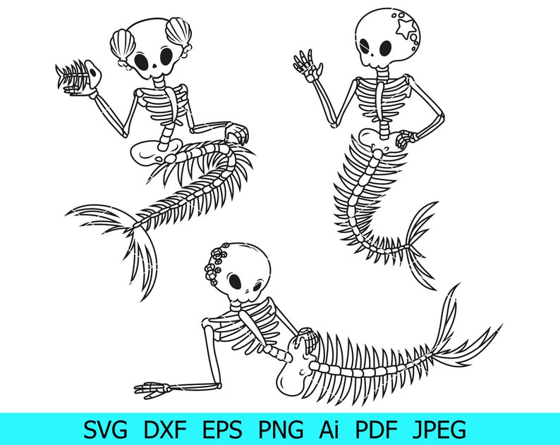 Mermaid Skeleton Svg, Gothic Mermaid Png, Sea Monster Svg, Mermaid Png ...