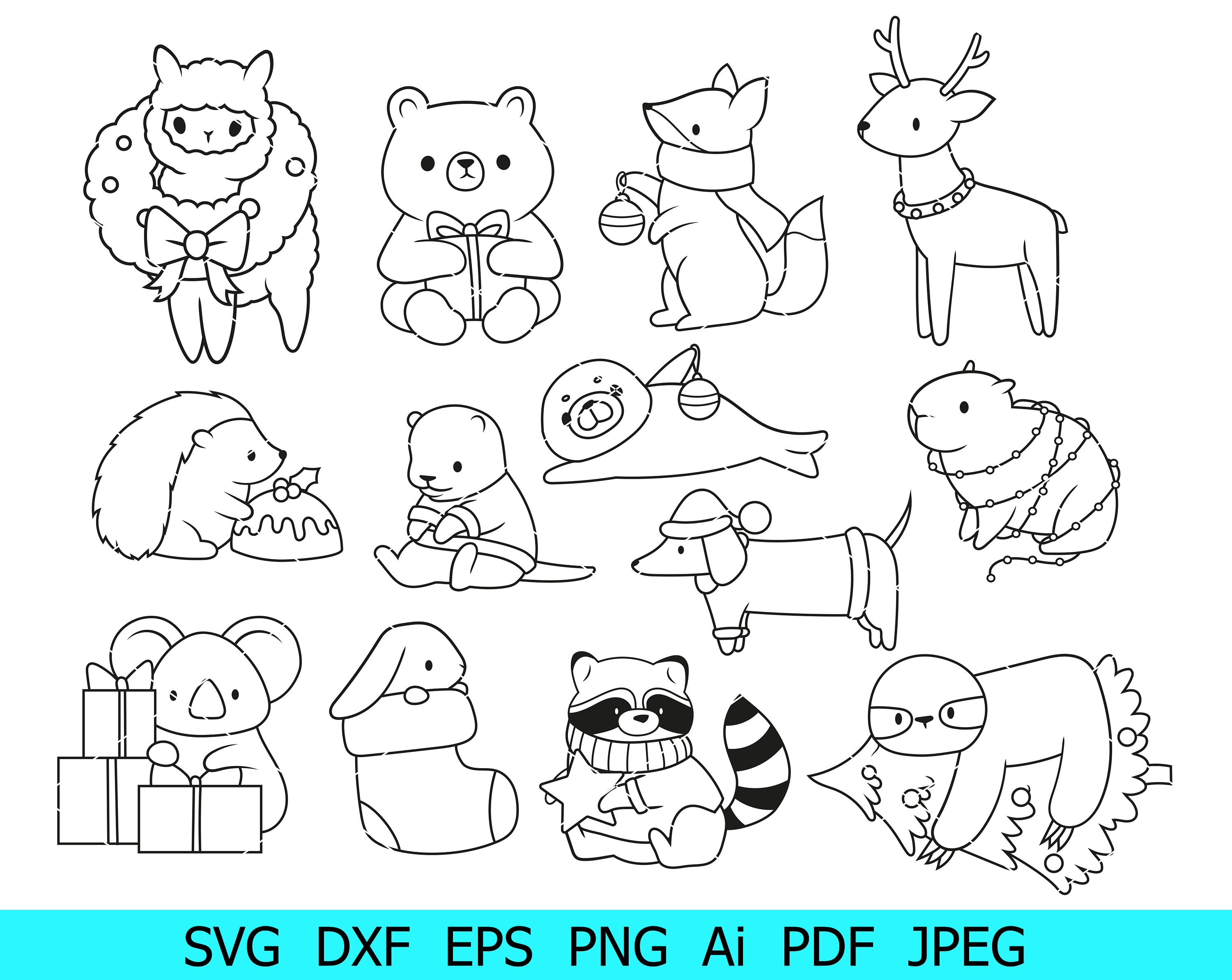 Christmas Animals Svg,animals Svg, Holiday Png, Christmas Animals ...