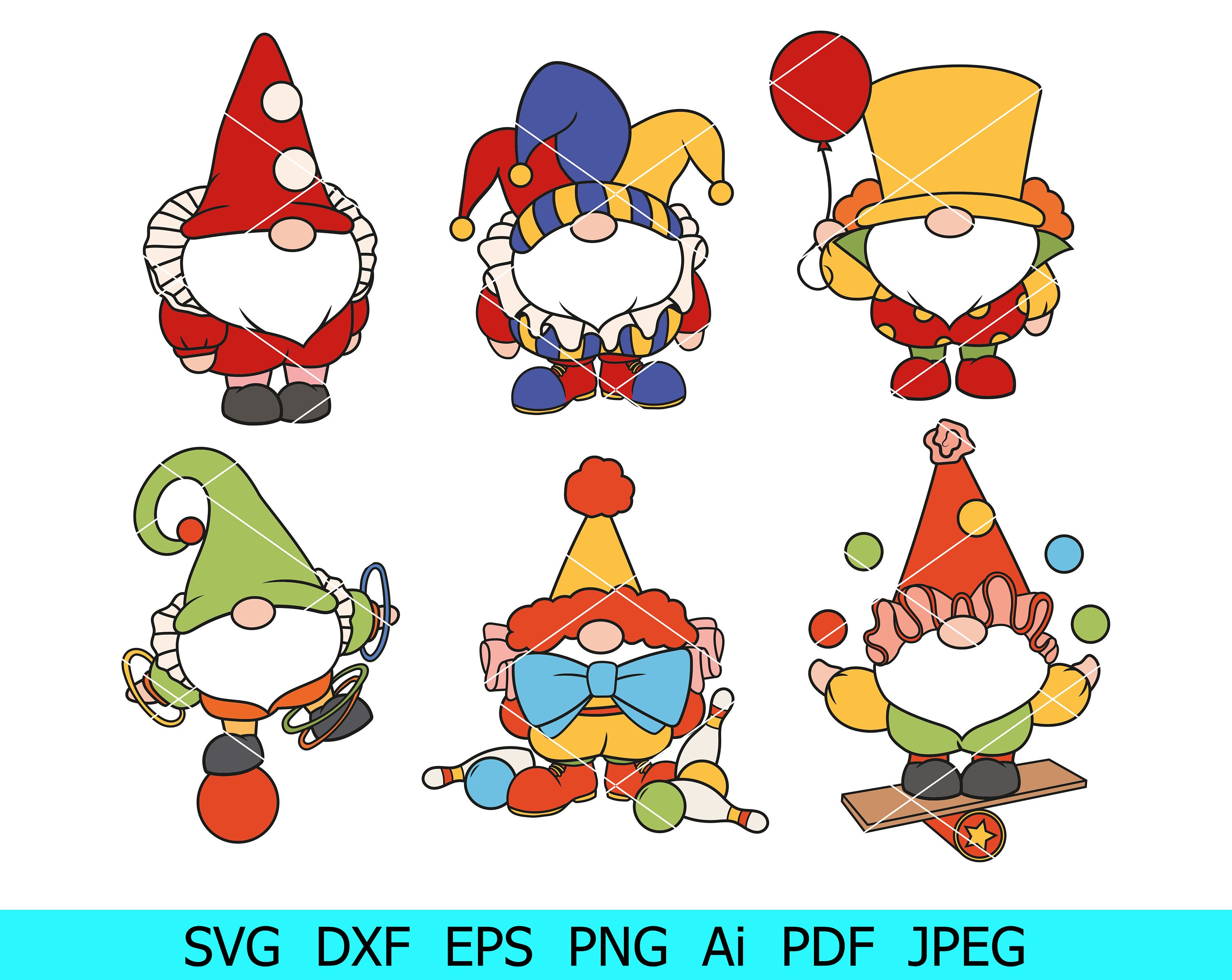 Gnomes Svg, Circus Gnomes Png, Colored Gnomes Svg, Dwarf Clip Art ...