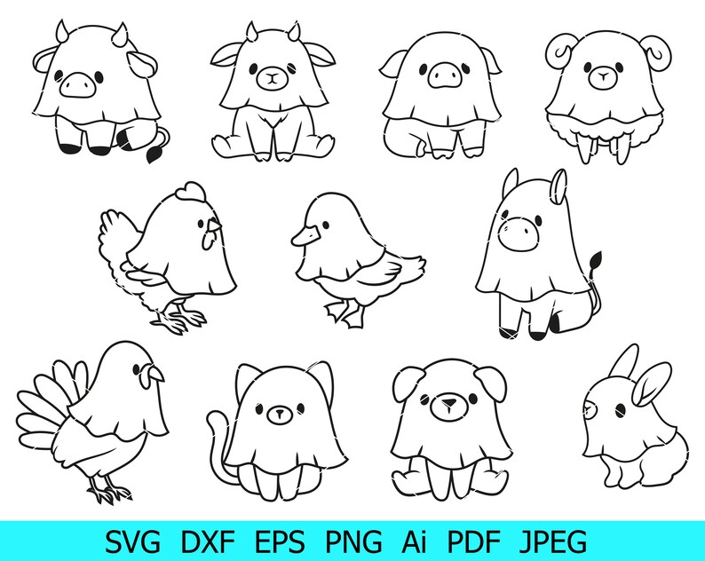 Farm Animals Svg,ghosts Halloween Png,animal Ghosts Svg,animal Svg ...
