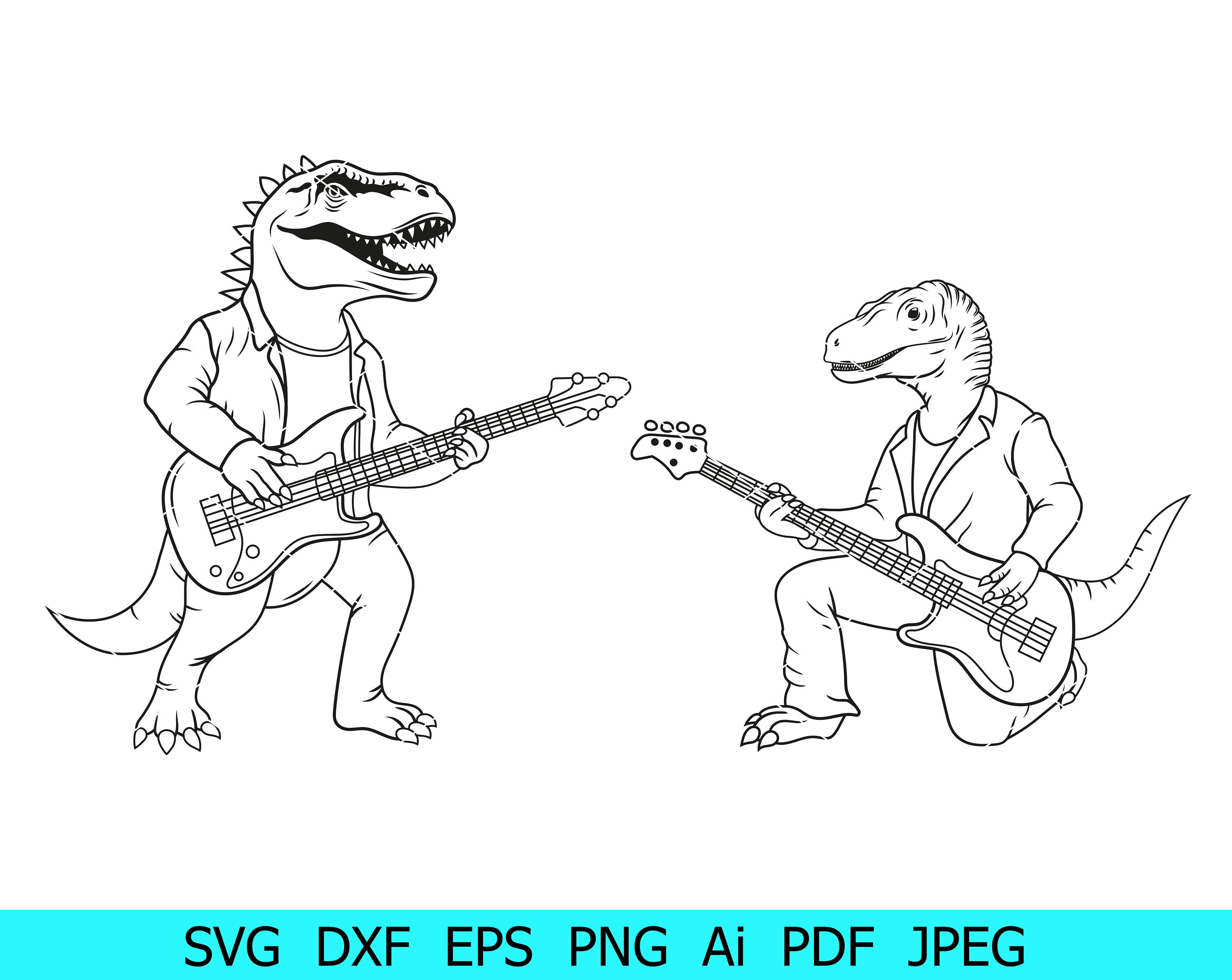 Dinosaurs Playing Guitar Svg, Dinosaurs Svg, Dinosaurs Png, Music Clip ...