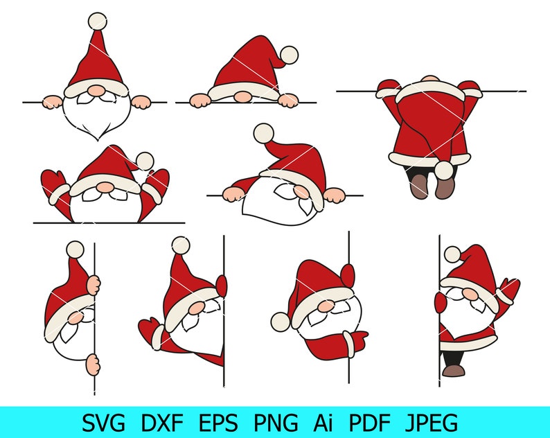 Peeking Santa Svg, Claus Svg Bundle, Christmas Png, Cute Santa Png ...