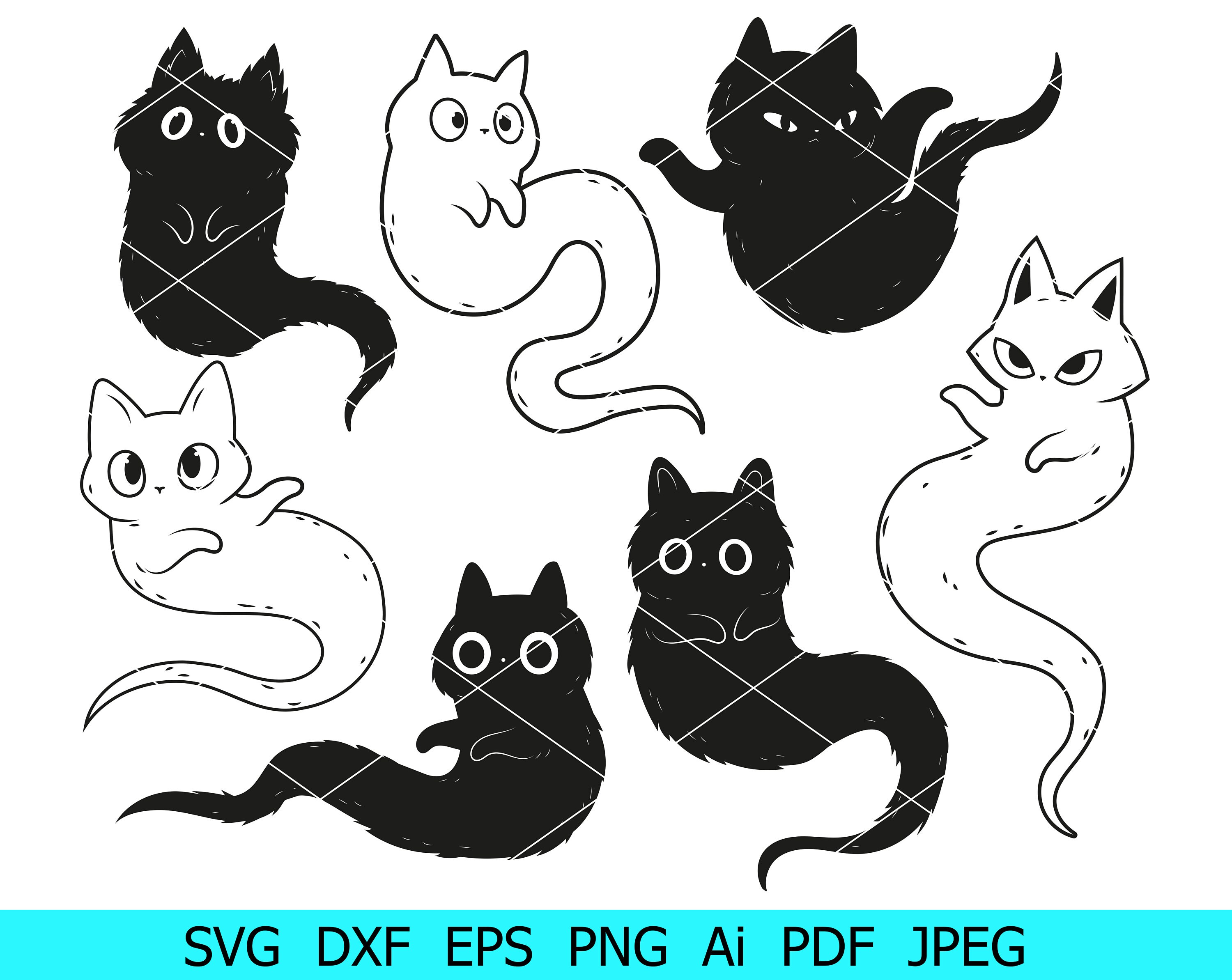Ghost Cats Svg Bundle, Ghost Cats Png, Halloween Cat Svg, Halloween Png ...