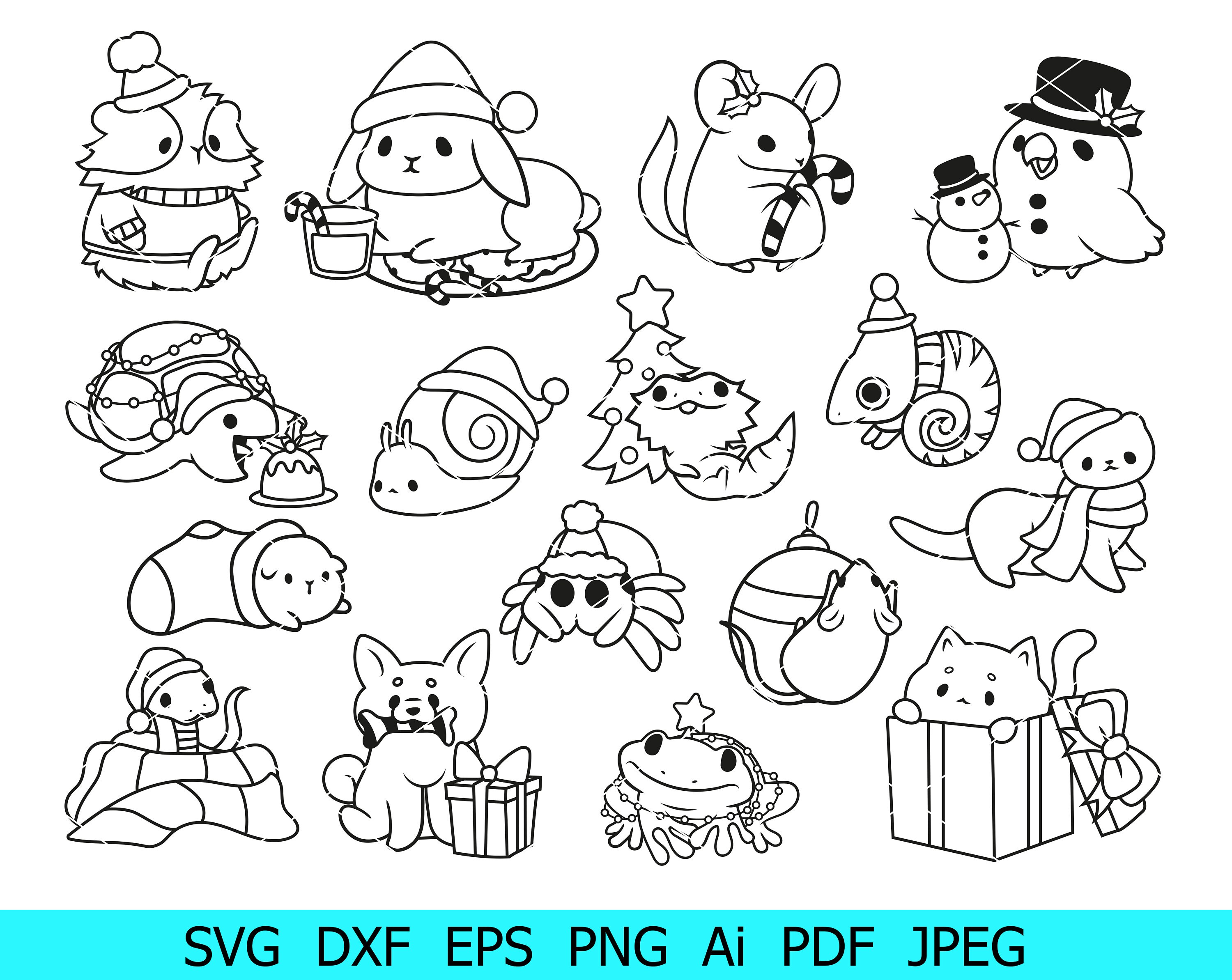 Christmas Animals Svg, Animal Clipart, Holiday Svg, Christmas Animals ...