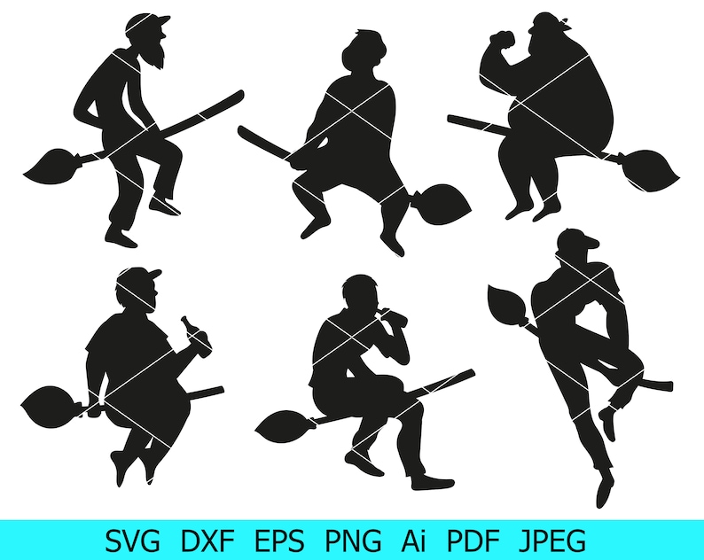 Guy on Broom Svg, Man Svg, Broomsvg, Broom Silhouette, Guy on Broom Svg ...