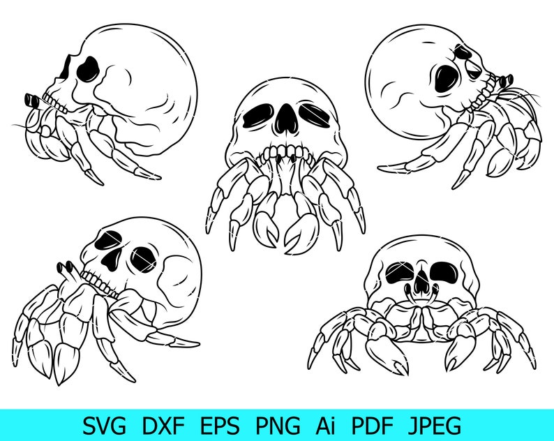 Crab Skull Svg, Skull Svg, Crab Silhouette, Crab Cameo,skull Design Svg ...