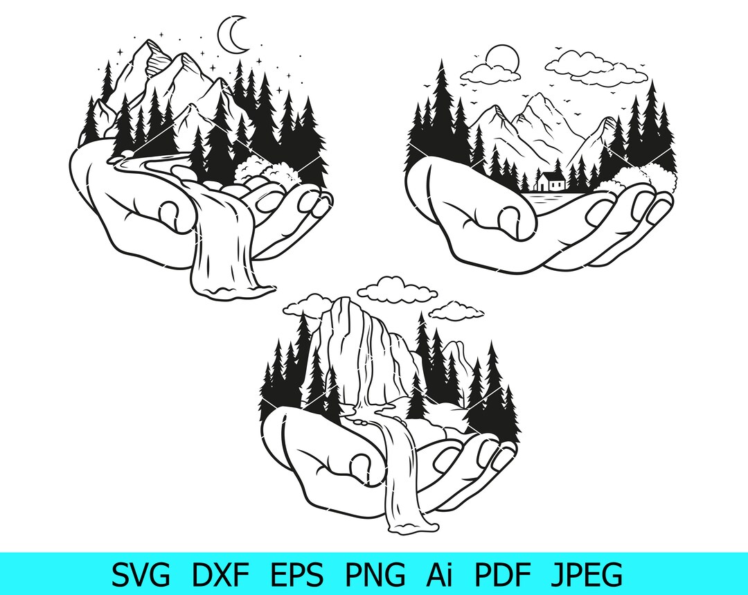 Hands Design, Hands Silhouette, Forest on A Hand Png, Hand Holding ...