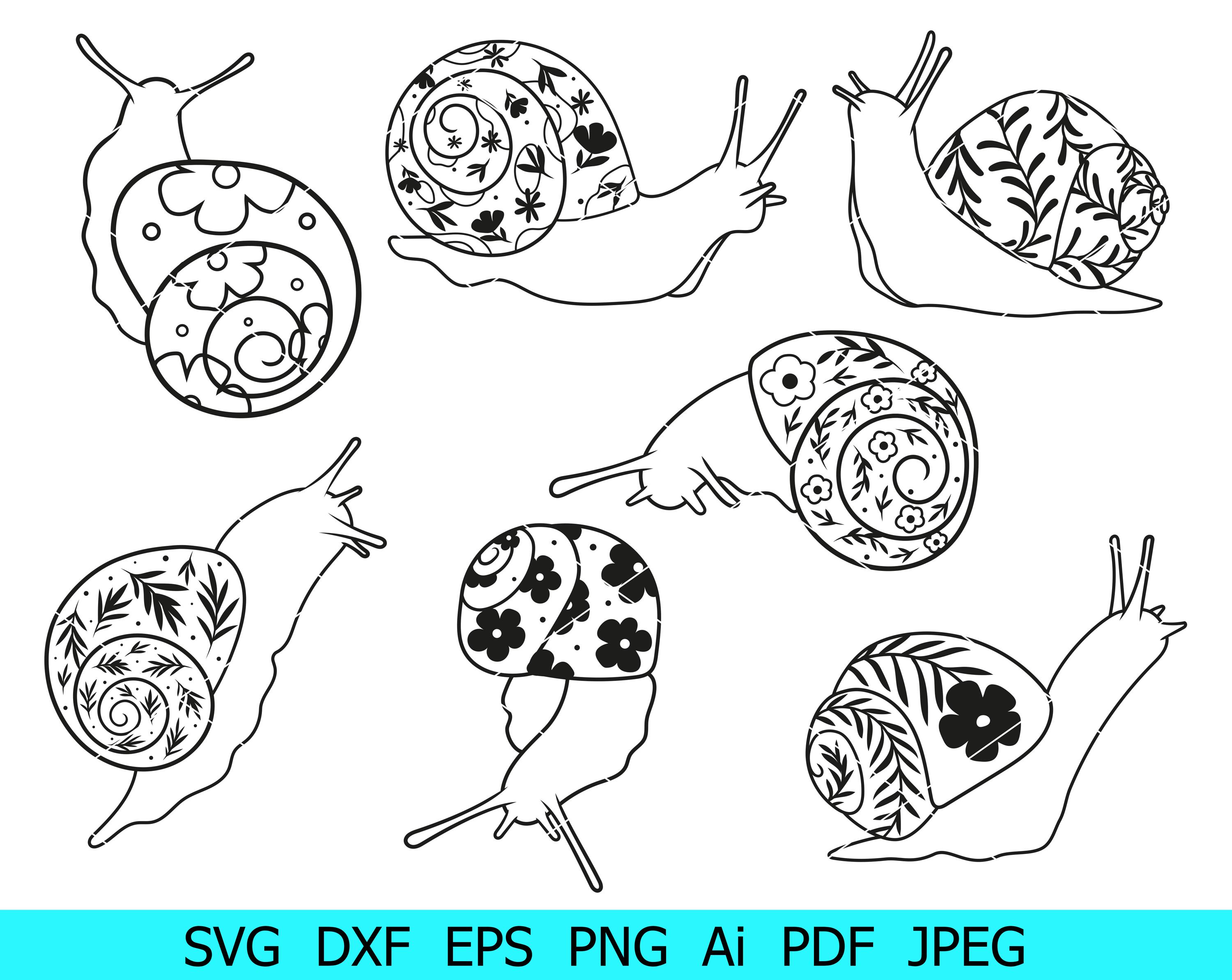 Snail Svg, Snail Svg Bundle, Snail Clip Art, Snail Svg Silhouette ...