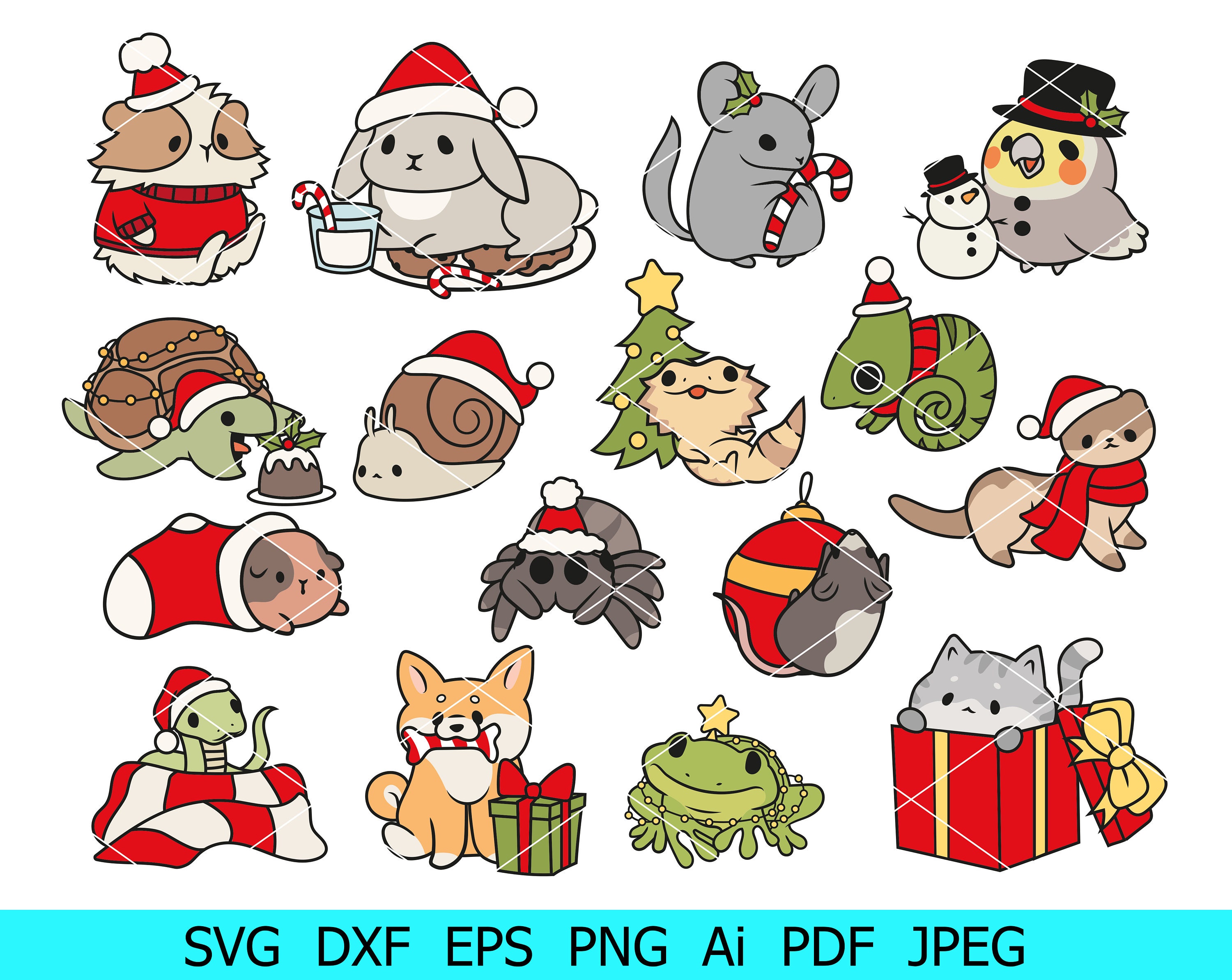 Christmas Animals Svg, Animal Clipart, Holiday Svg, Christmas Animals ...