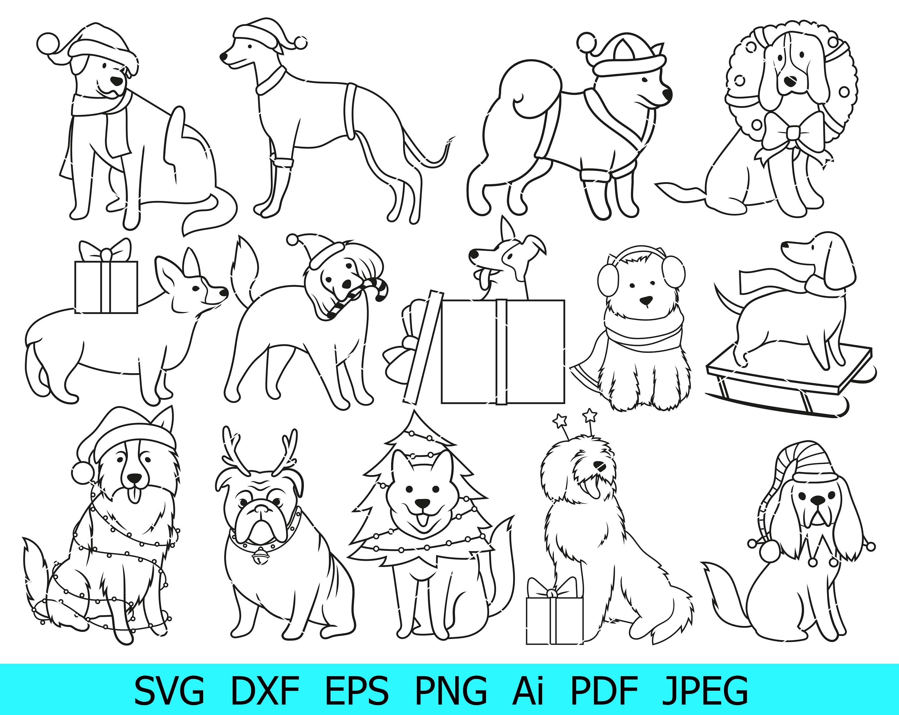 Dogs Svg, Dogs Santa Svg, Christmas Dogs Png, Christmas Svg, Dogs With ...