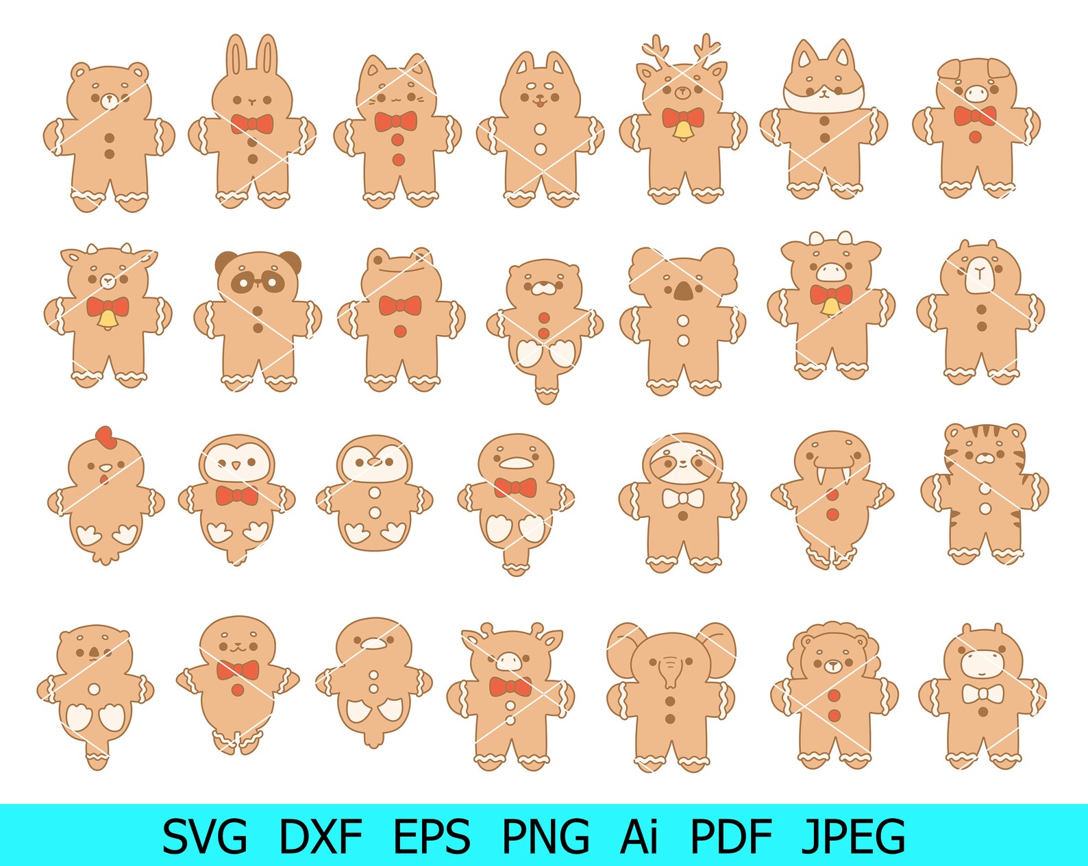 Colored Animal Cookies Svg, Gingerbread Cookies Svg, Christmas Treats ...