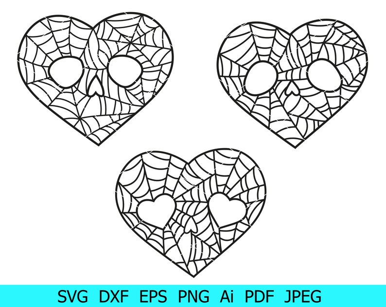 Spiderweb Heart Svg, Halloween Spider Web Heart Png, Gothic Cobweb Svg ...