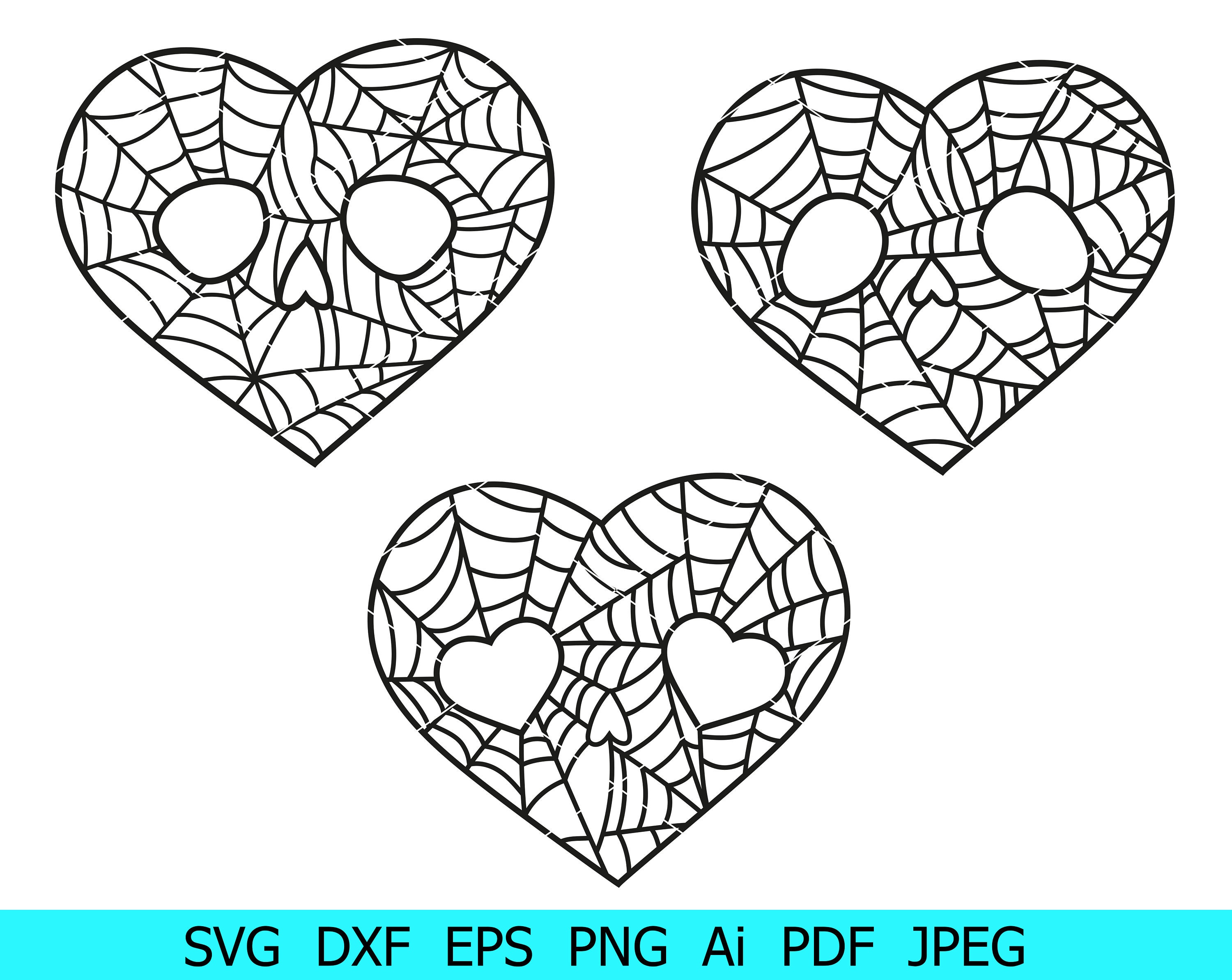 Spiderweb Heart Svg, Halloween Spider Web Heart Png, Gothic Cobweb Svg ...