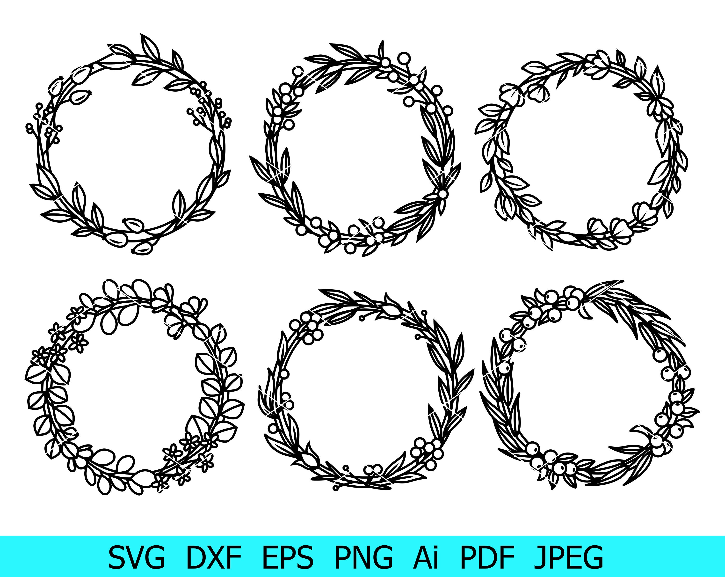 Wreaths Svg Bundle, Decorative Leaf Wreath Svg , Wedding Svg, Floral ...