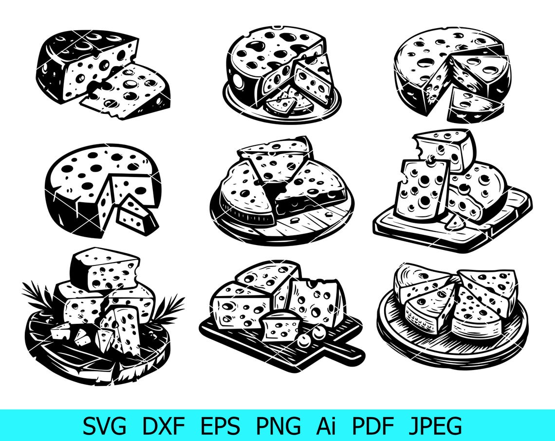 Cheese Svg Bundle, Cheese Wheel Png, Food Svg, Cheese Cut File, Cheese ...