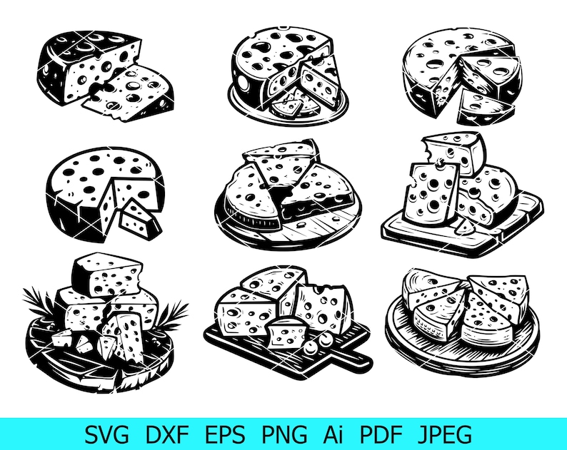 Cheese Svg Bundle, Cheese Wheel Png, Food Svg, Cheese Cut File, Cheese ...