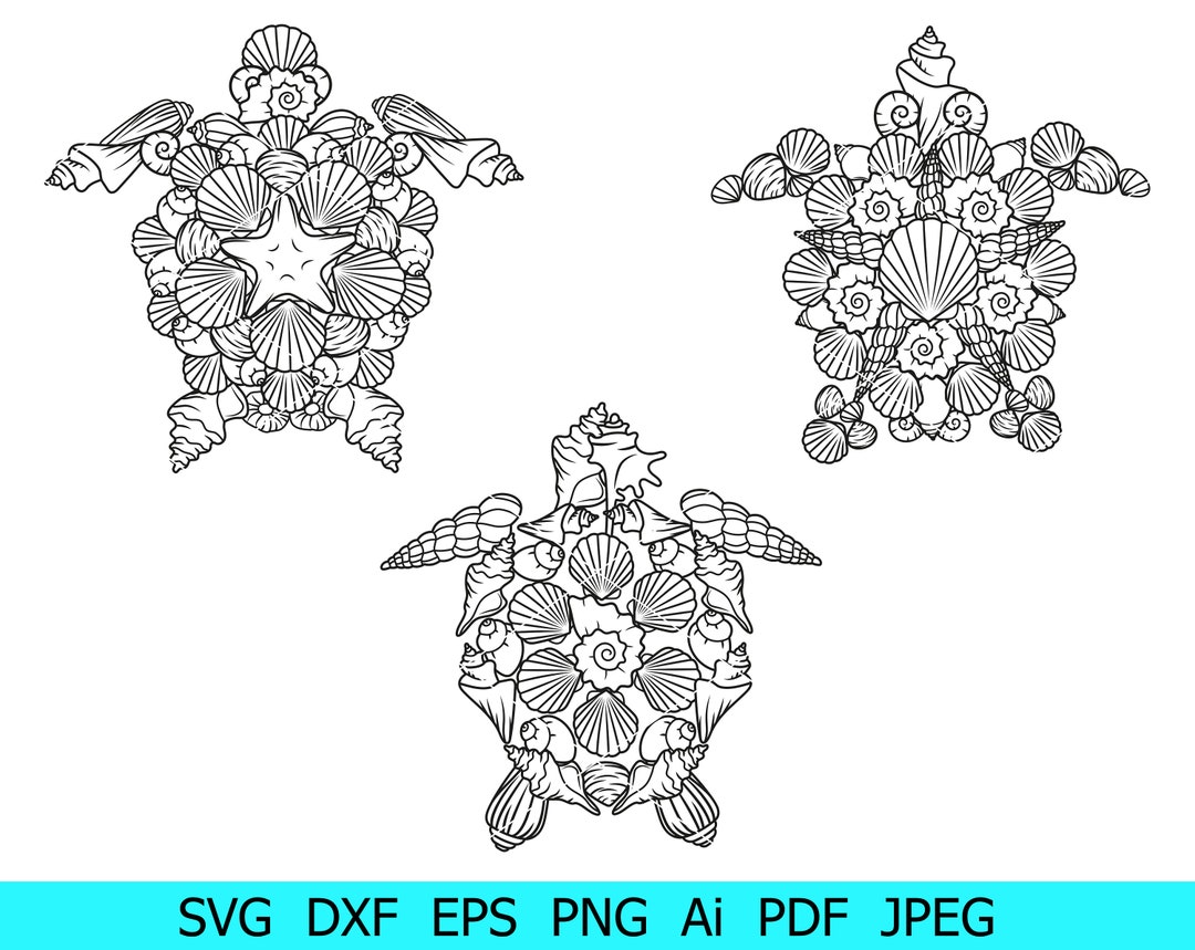 Seashell Turtle Svg, Shell Turtle Svg, Turtle Svg Bundle, Turtle Png ...
