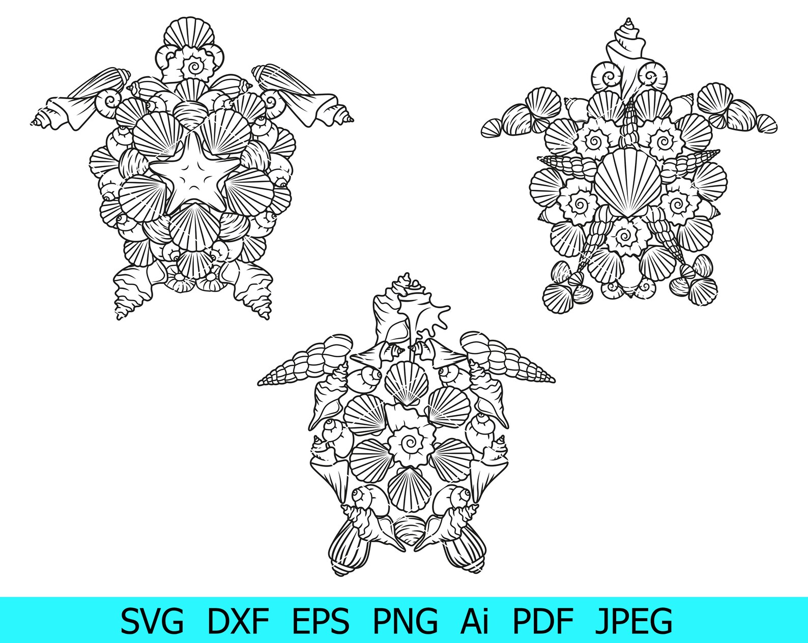 Seashell Turtle Svg, Shell Turtle Svg, Turtle Svg Bundle, Turtle Png ...