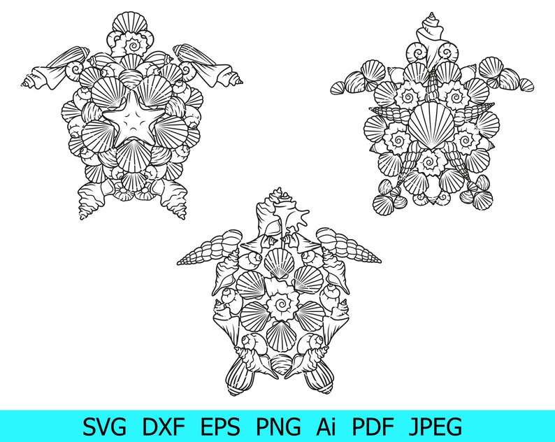 Seashell Turtle Svg, Shell Turtle Svg, Turtle Svg Bundle, Turtle Png ...