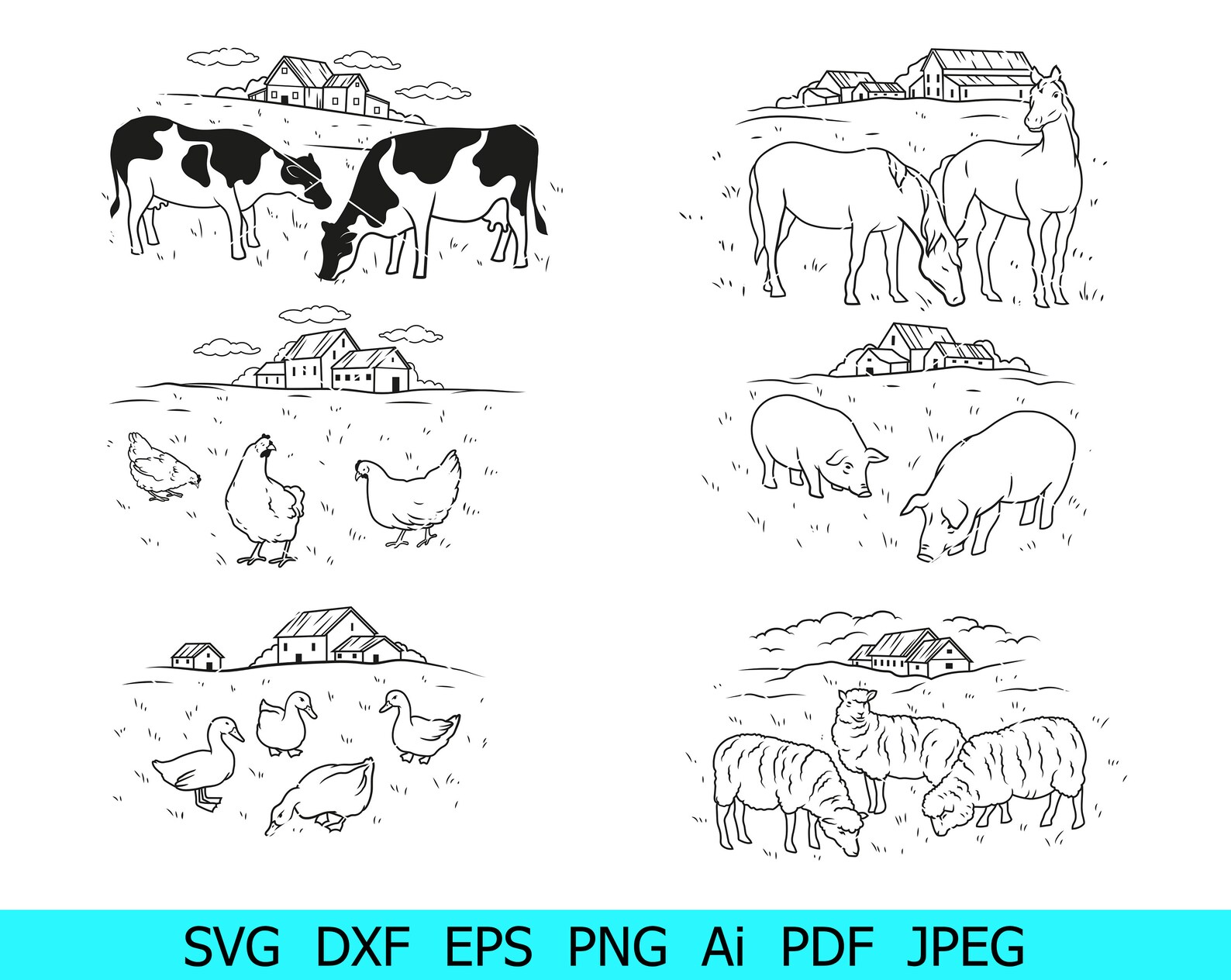 Farm Animal Svg, Animal Svg, Farm Bundle Png, Farm Animal Cricut ...
