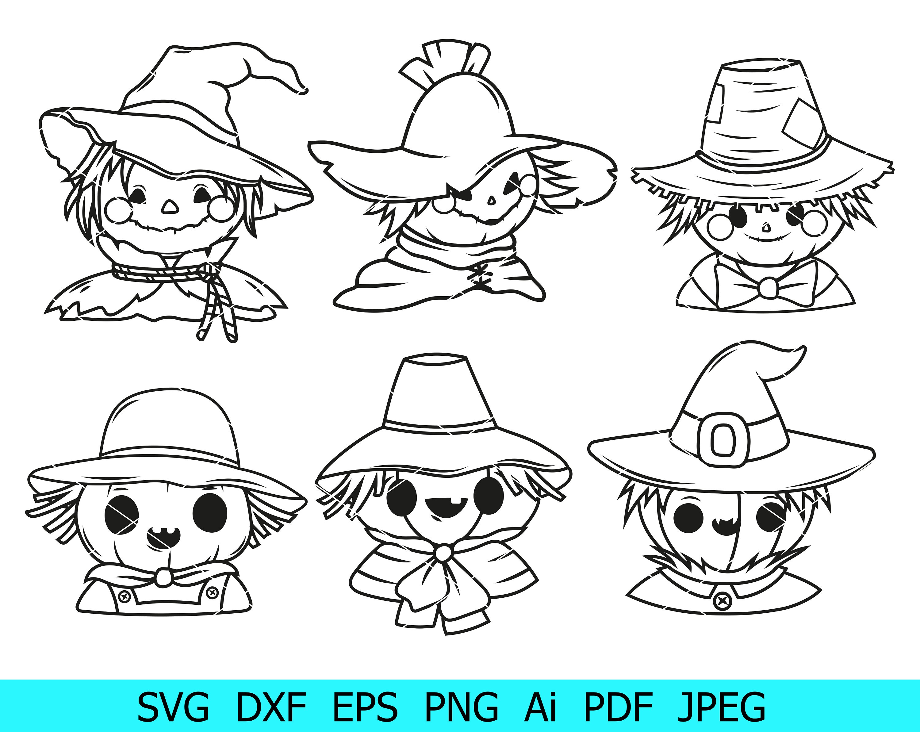 Scarecrow Svg, Scarecrow Clipart Bundle, Halloween Png, Scarecrow ...
