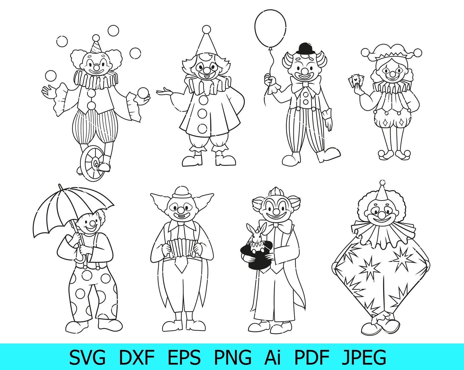 Clown Svg, Clowns Clipart, Circus Png, Clown Clipart, Circus Clown Svg ...