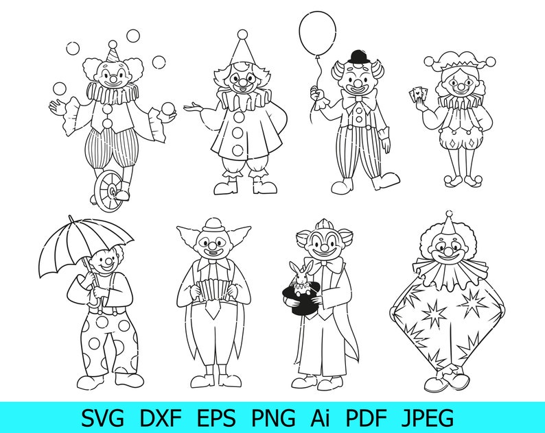 Clown Svg, Clowns Clipart, Circus Png, Clown Clipart, Circus Clown Svg ...