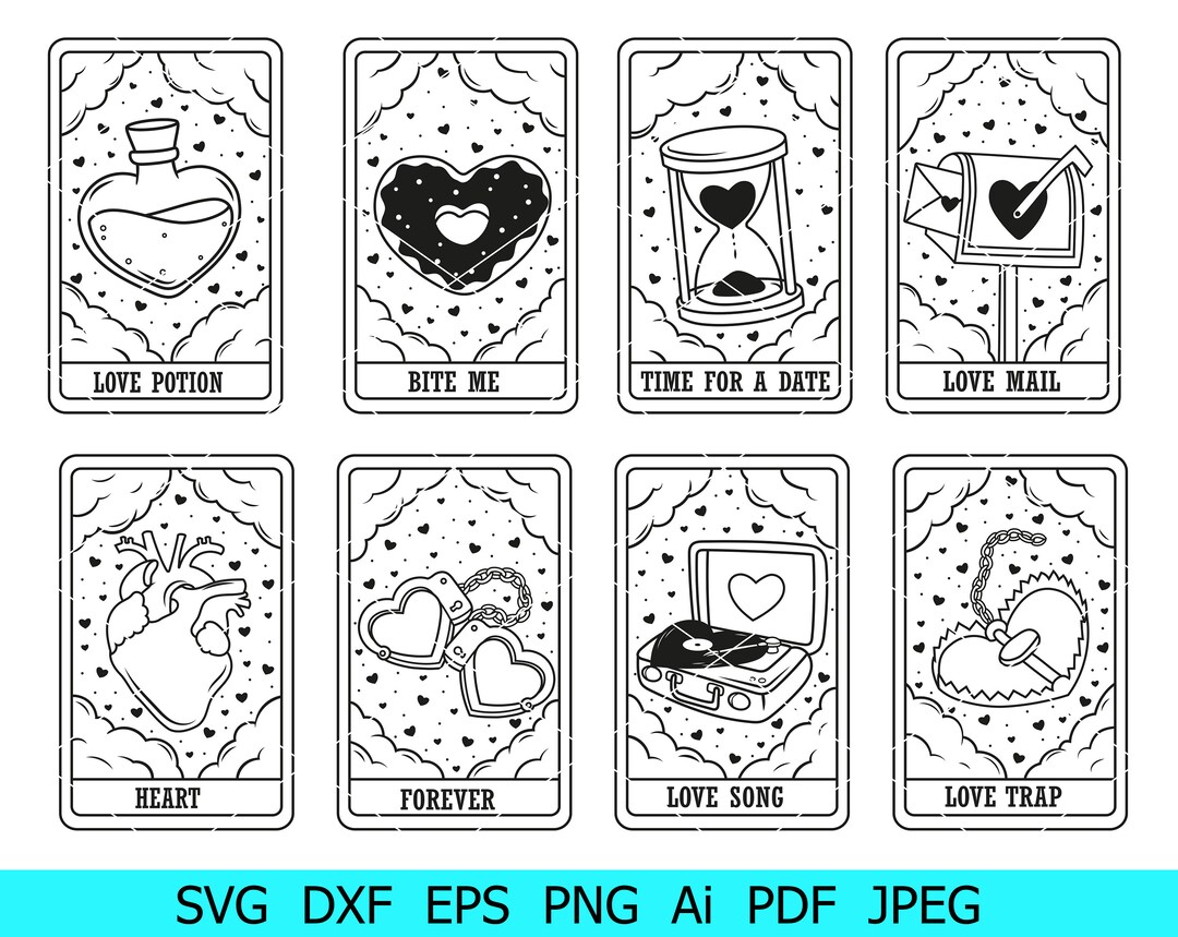 Tarot Svg, Love Tarot Svg, Holiday Cards Clip Art, Valentine's Day ...