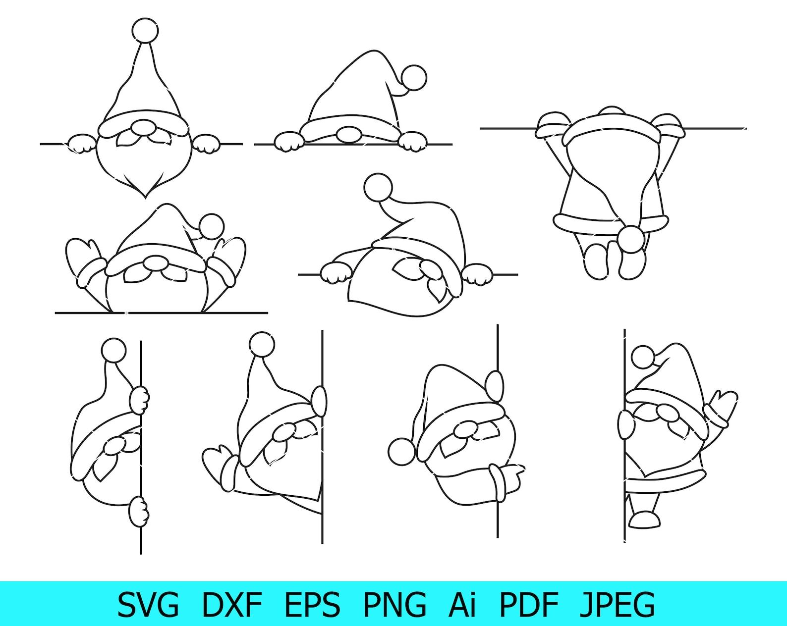 Peeking Santa Svg, Claus Svg Bundle, Christmas Png, Cute Santa Png ...