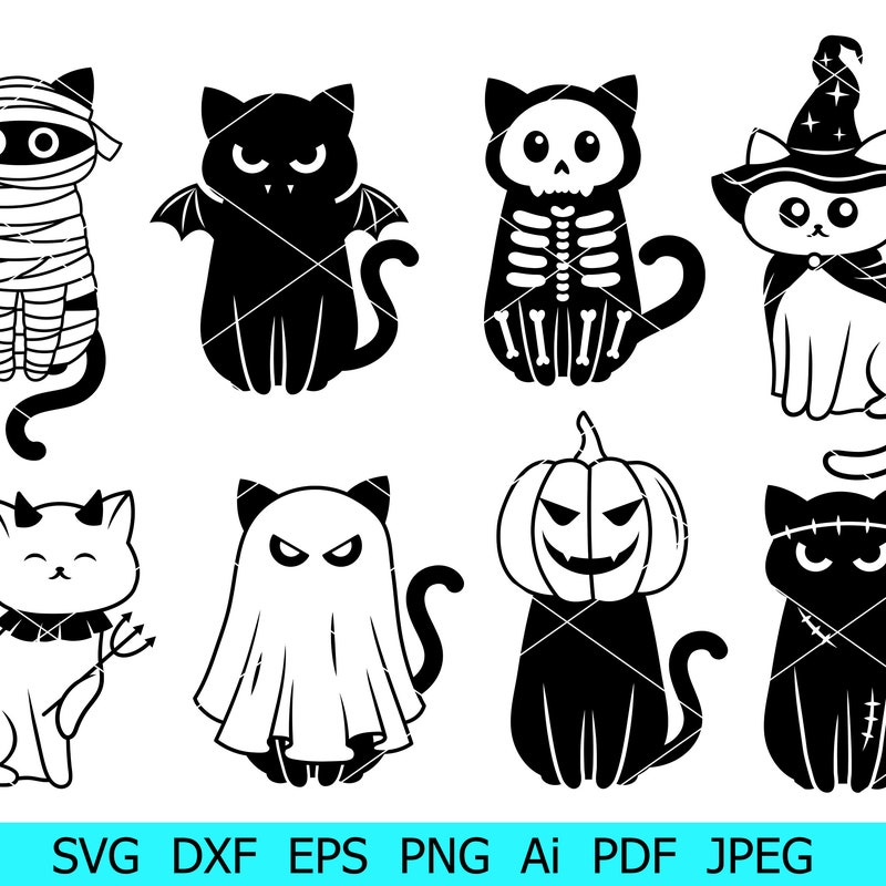 Halloween Cat Svg - Etsy