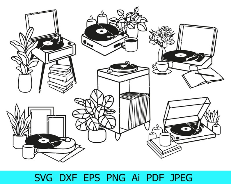 Vinyl Player Svg, Vinyl Players Svg Bundle, Vinyl Records Svg, Vinyl ...
