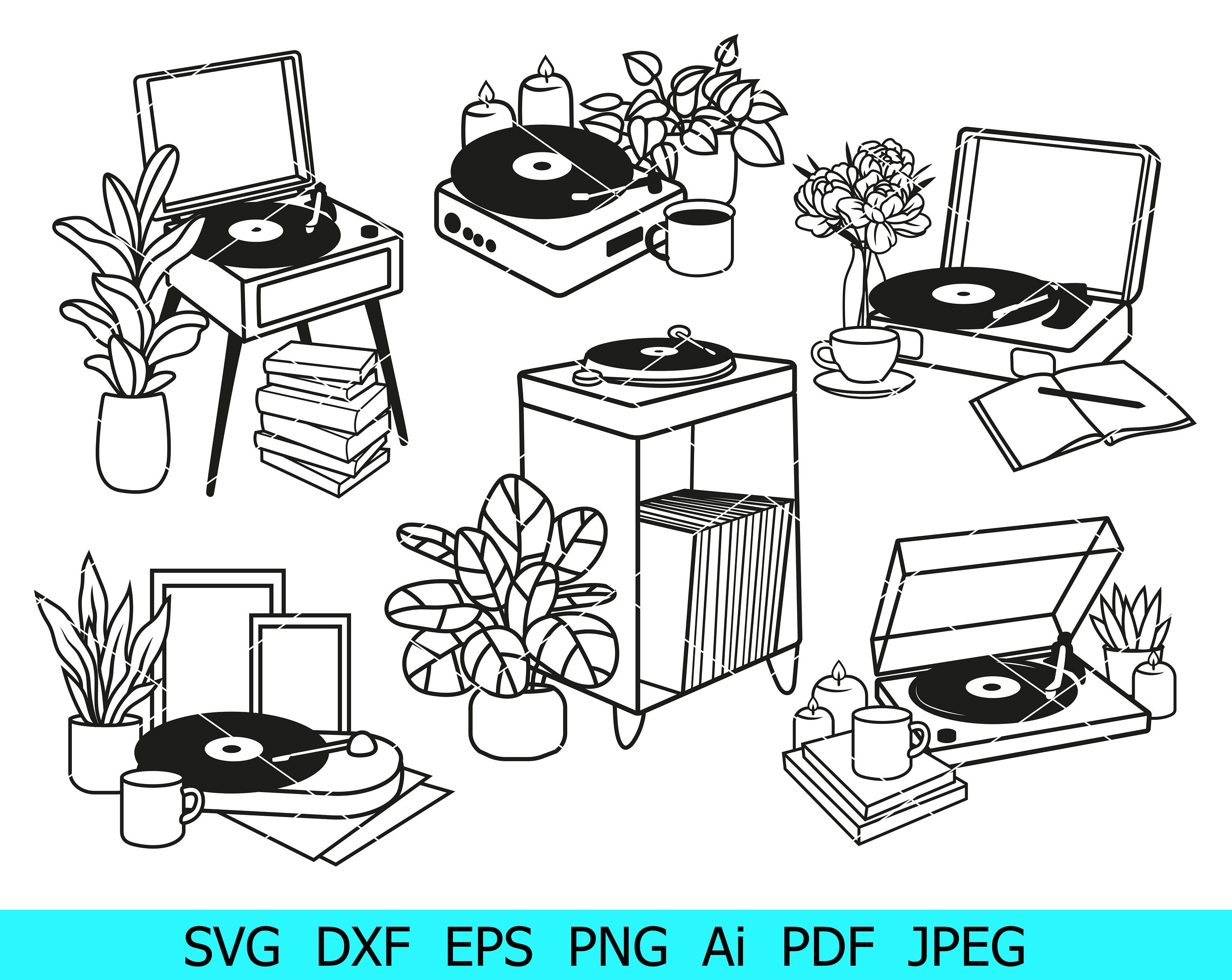 Vinyl Player Svg, Vinyl Players Svg Bundle, Vinyl Records Svg, Vinyl ...