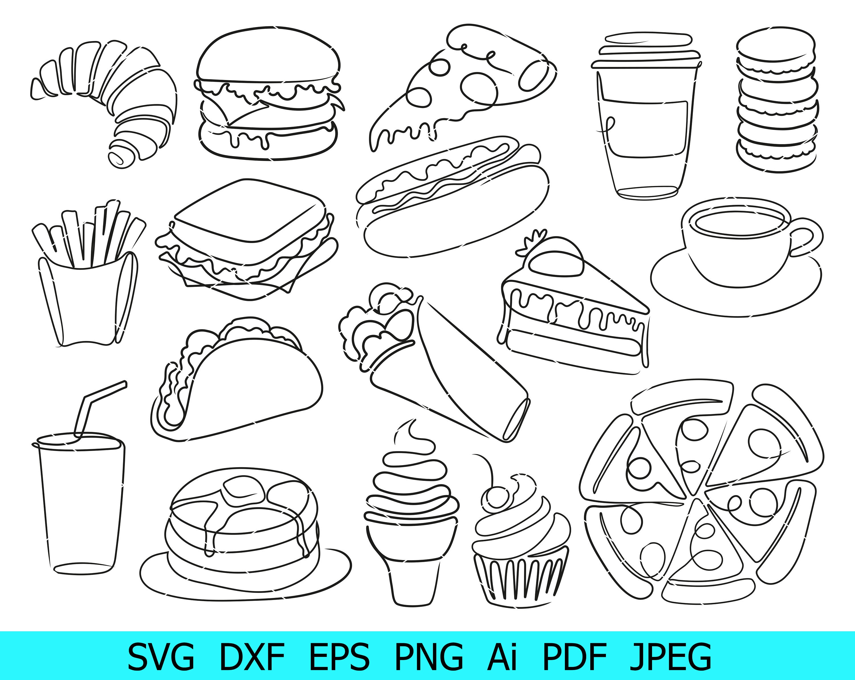 Fast Food Svg, Street Food Clip Art,food Png Bundle, Fast Food Clipart ...